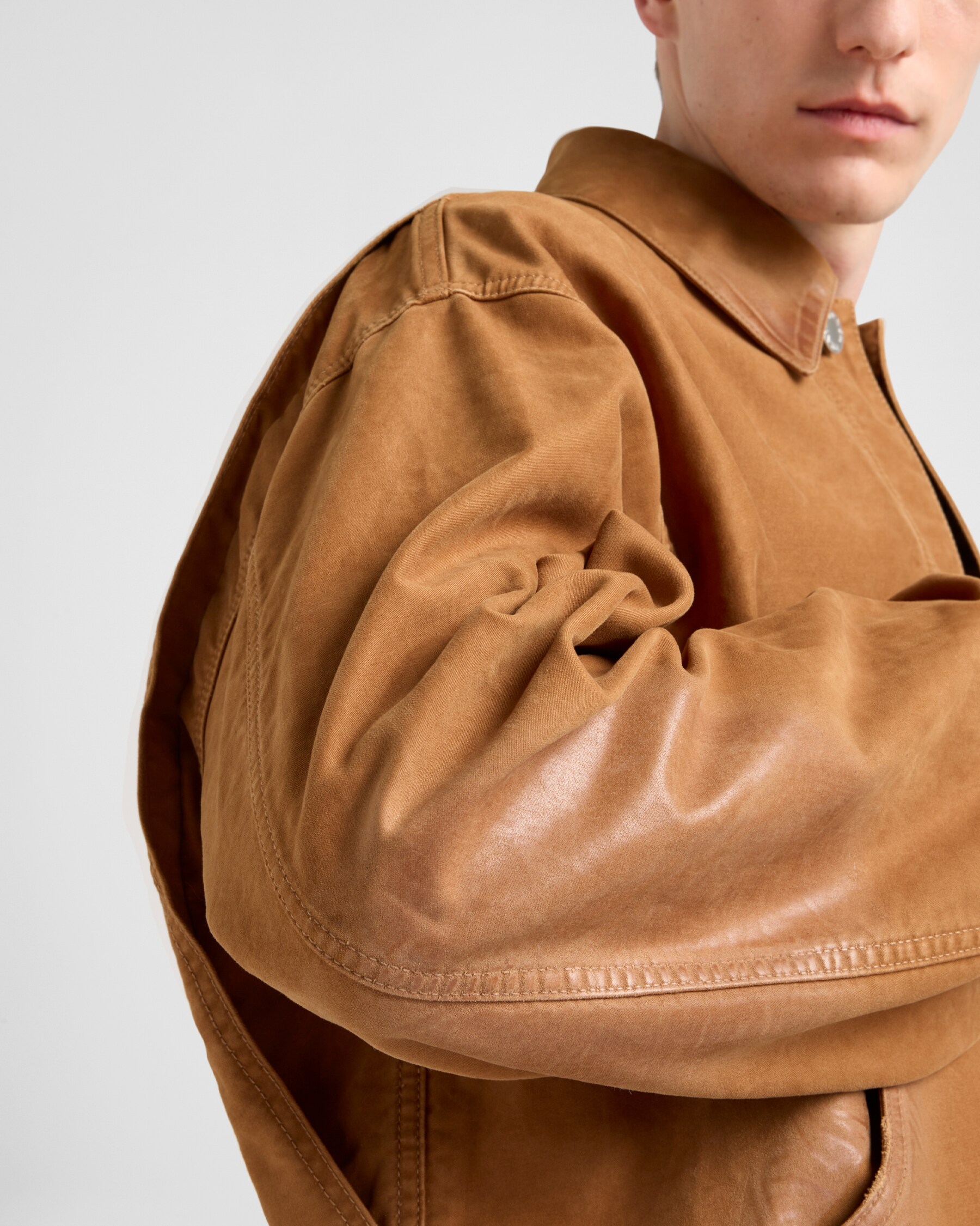 Brown Moleskin Blouson Jacket | PRADA