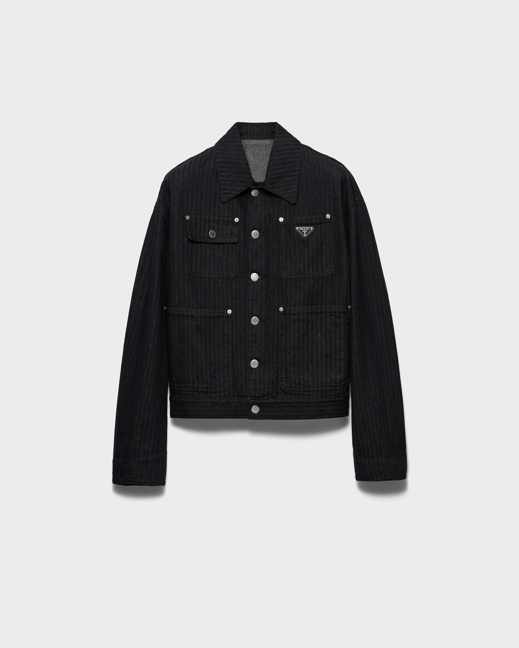 Black Chevron Denim Blouson Jacket | PRADA