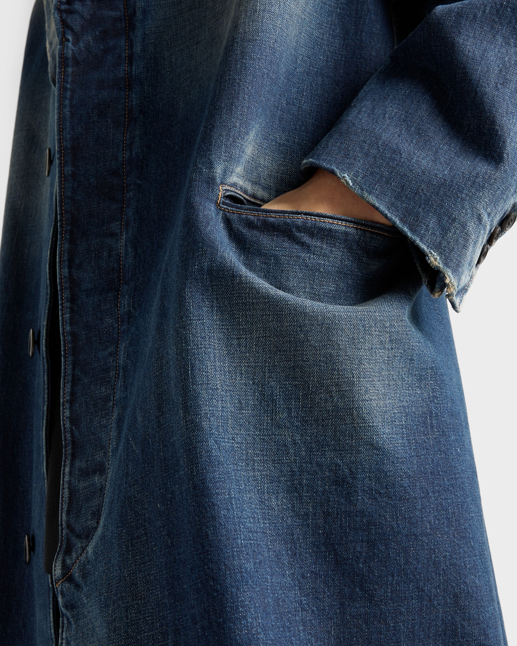 Navy Washed Denim Coat | PRADA