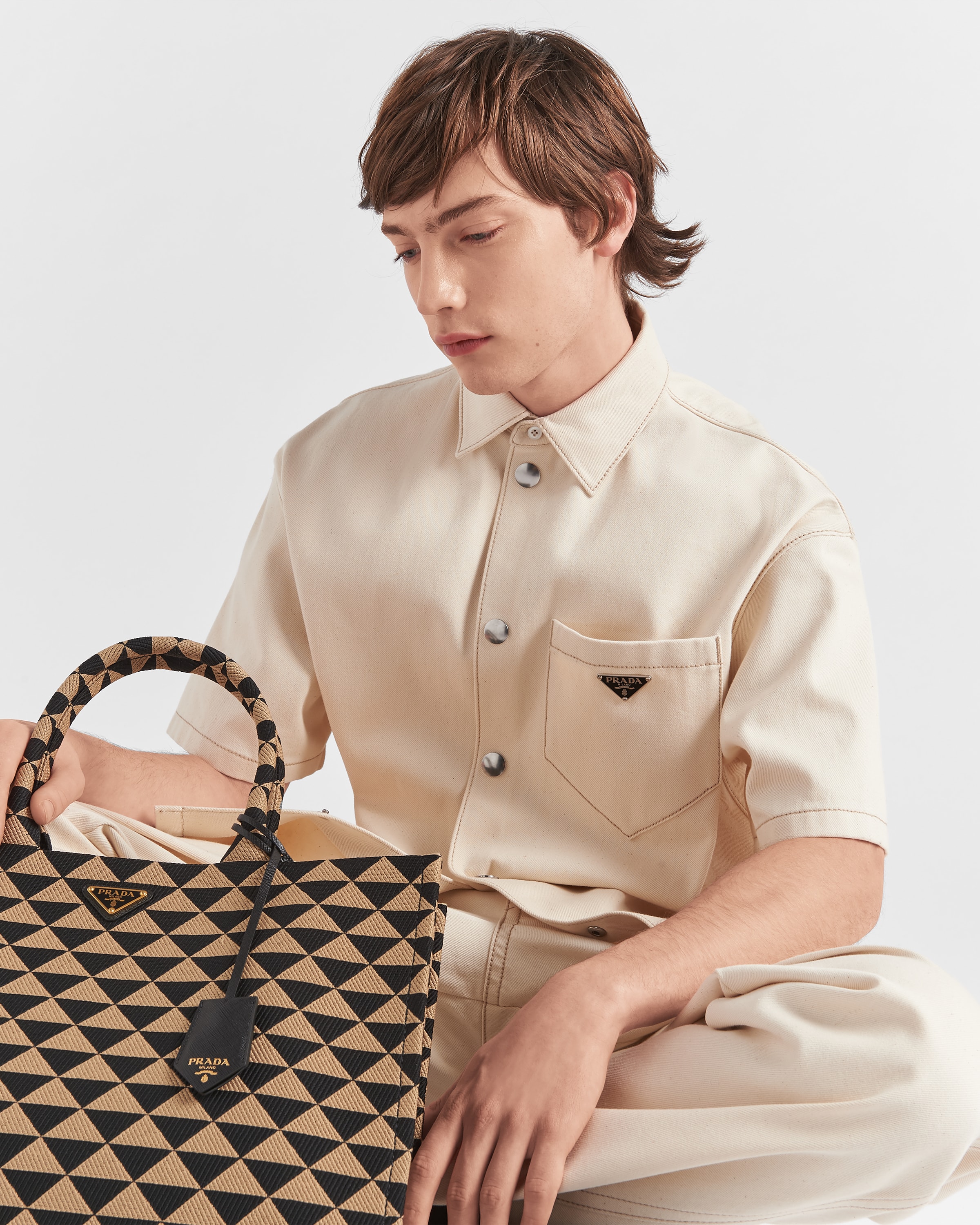 Beige Bull denim shirt | Prada