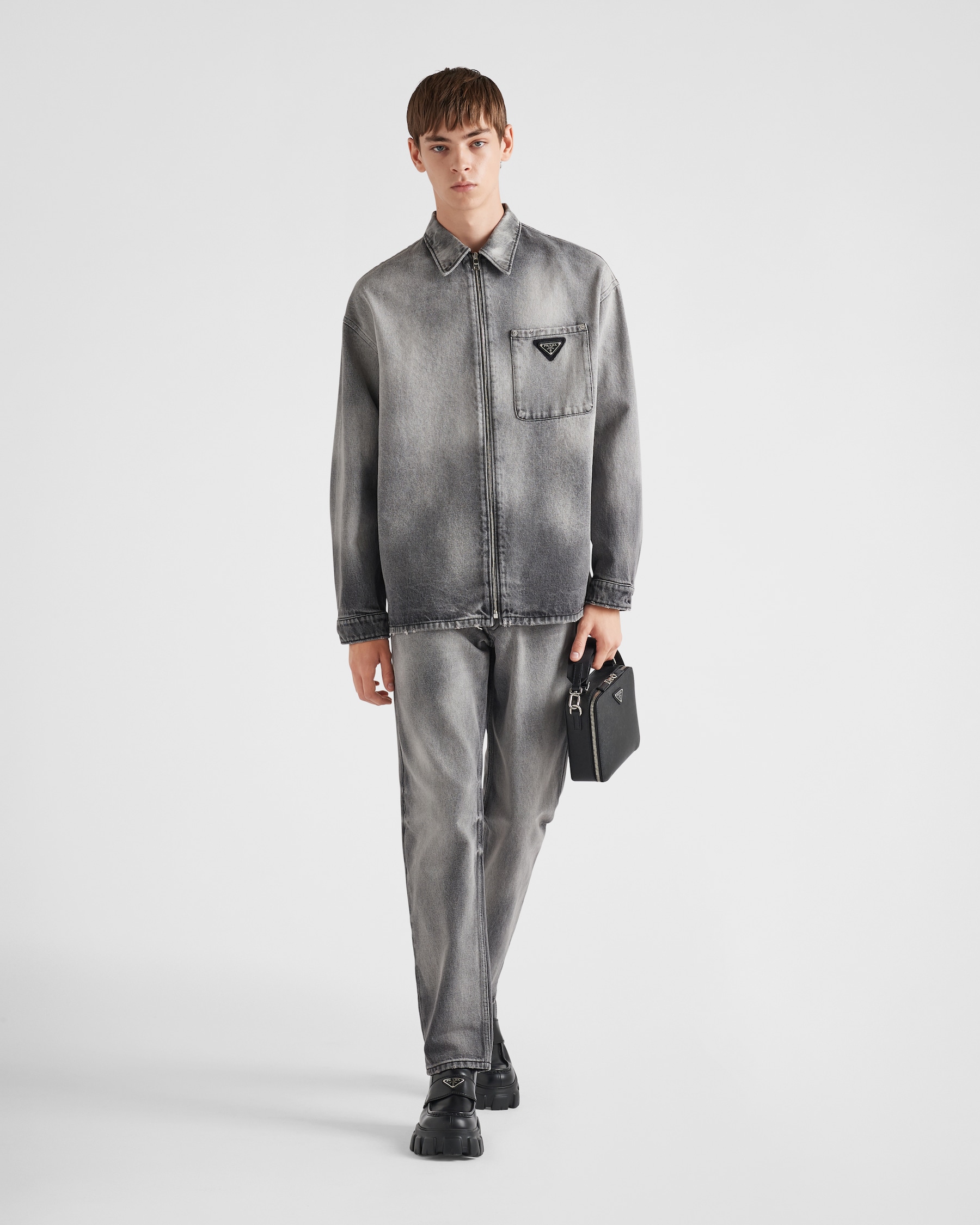 Gray Denim Shirt | PRADA