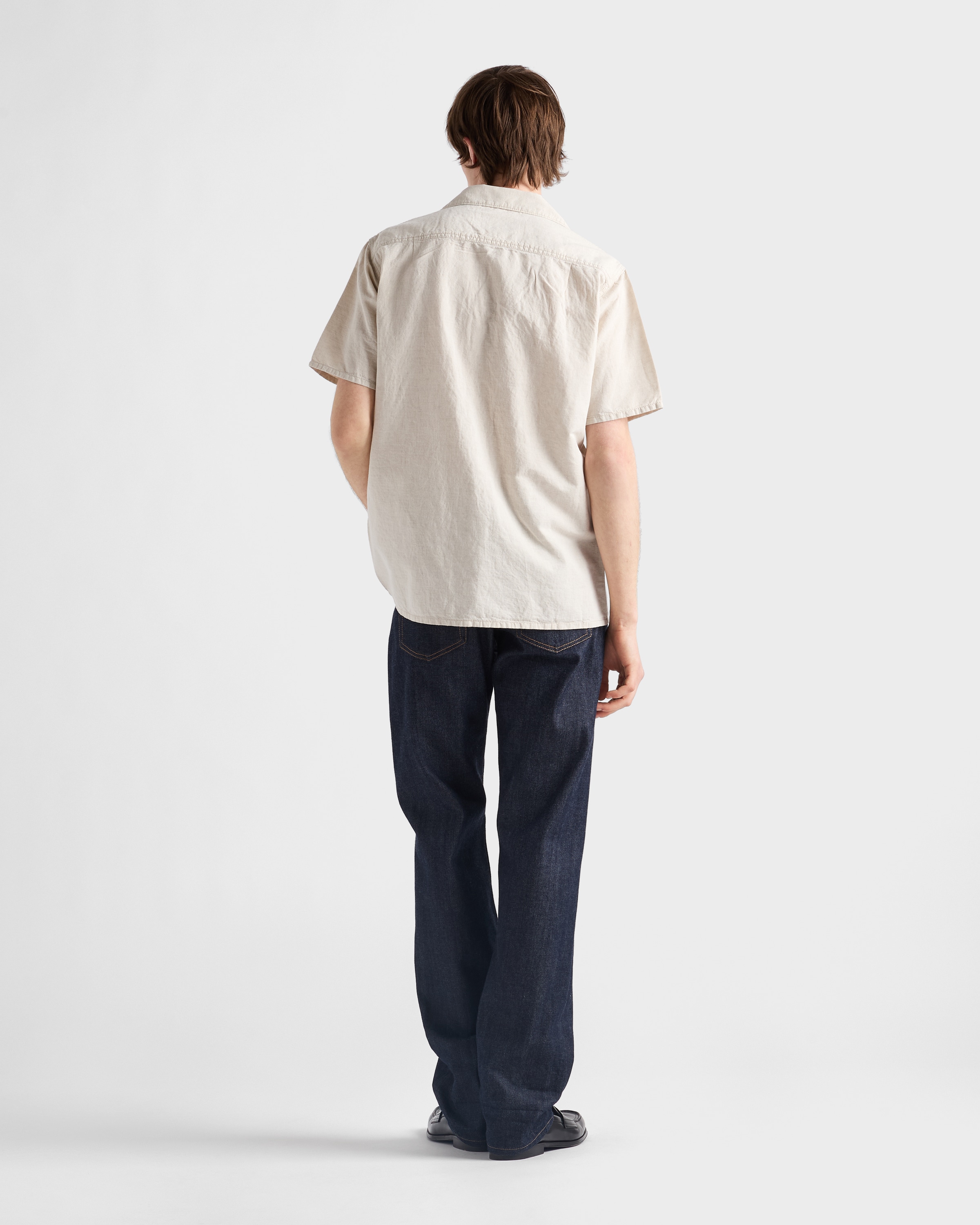 Natural Short-sleeved chambray shirt | PRADA Natural Short-sleeved chambray shirt | PRADA
