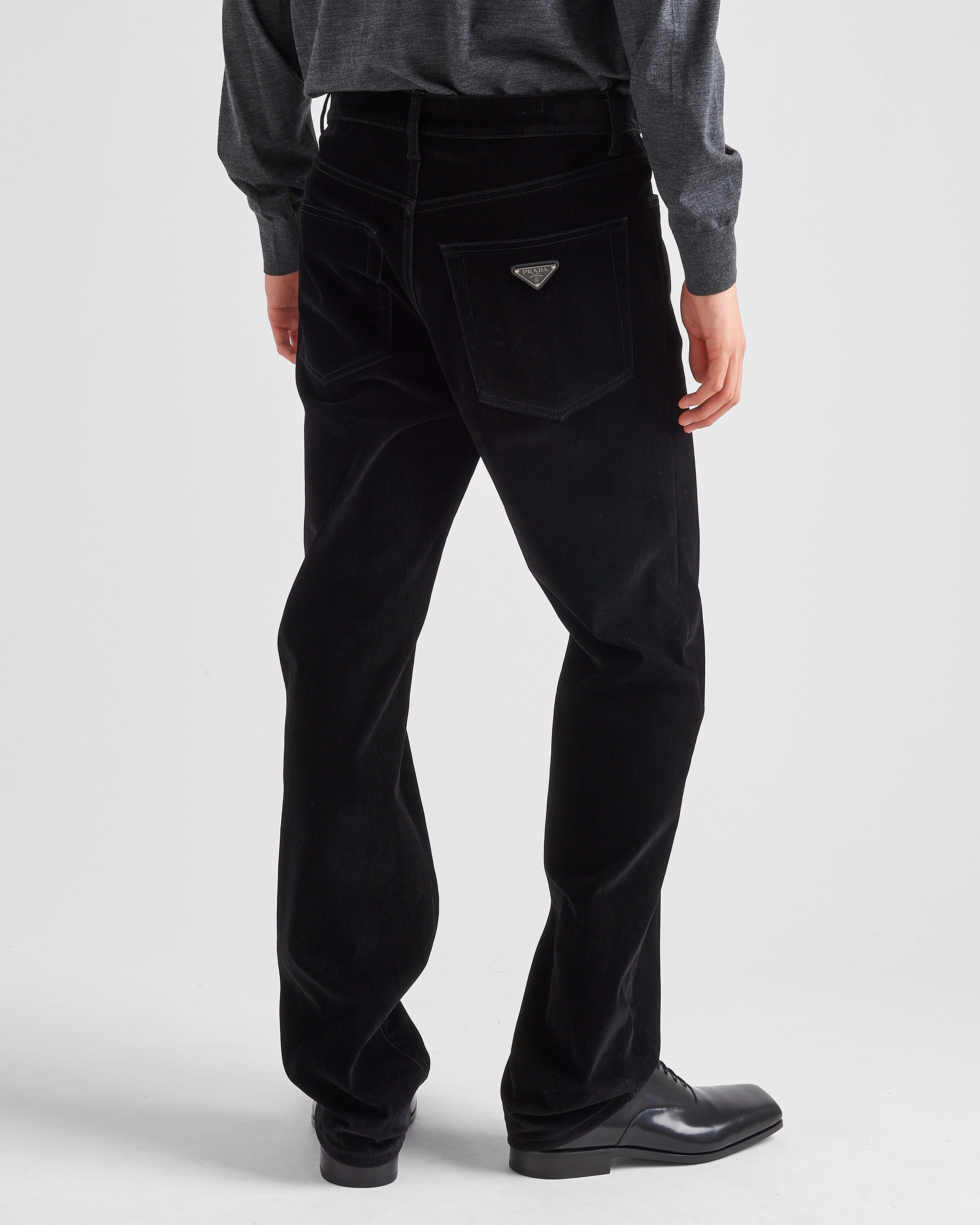 Black Five-pocket Velvet Denim Jeans | PRADA