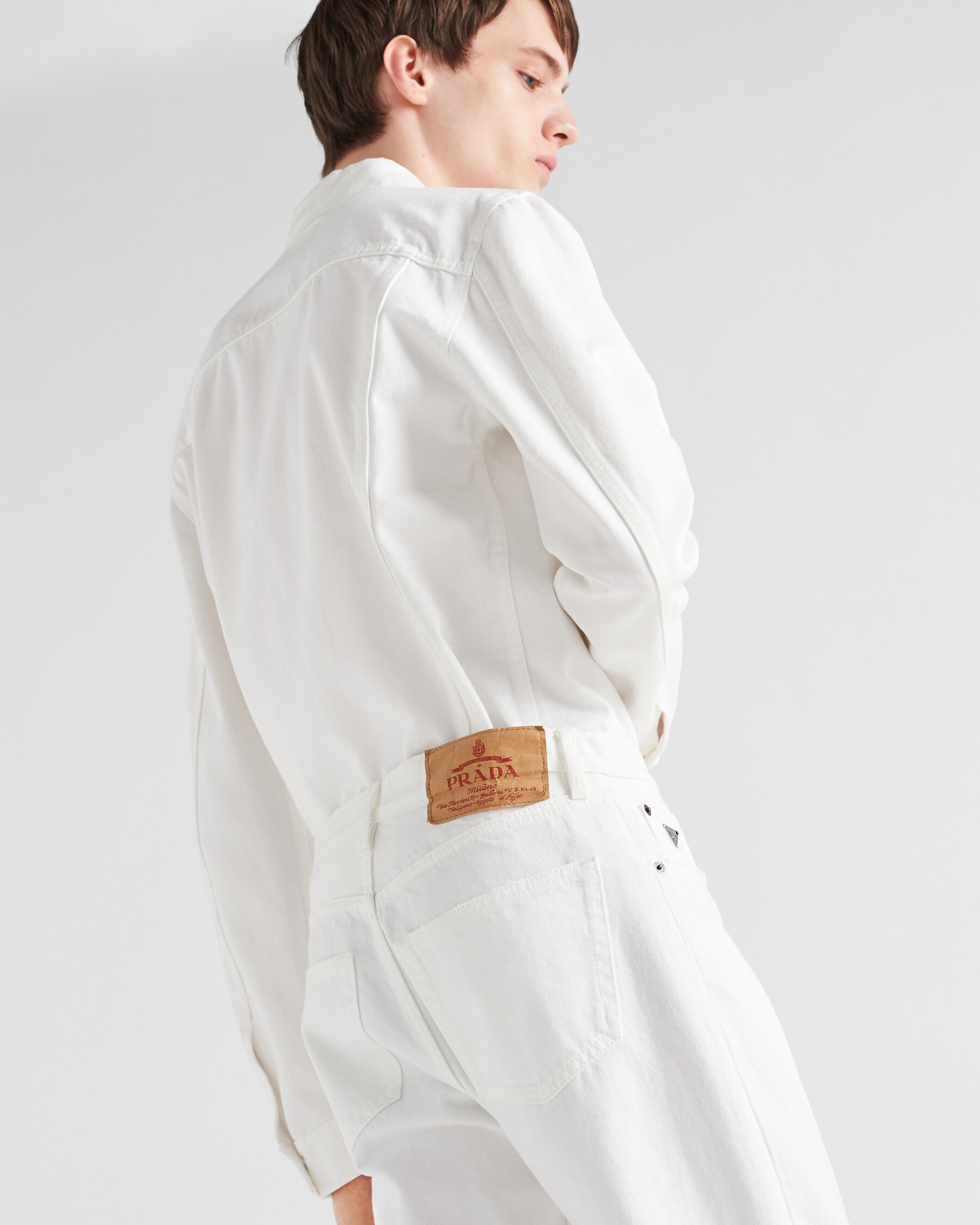 White Five-pocket Bull Denim Jeans | PRADA