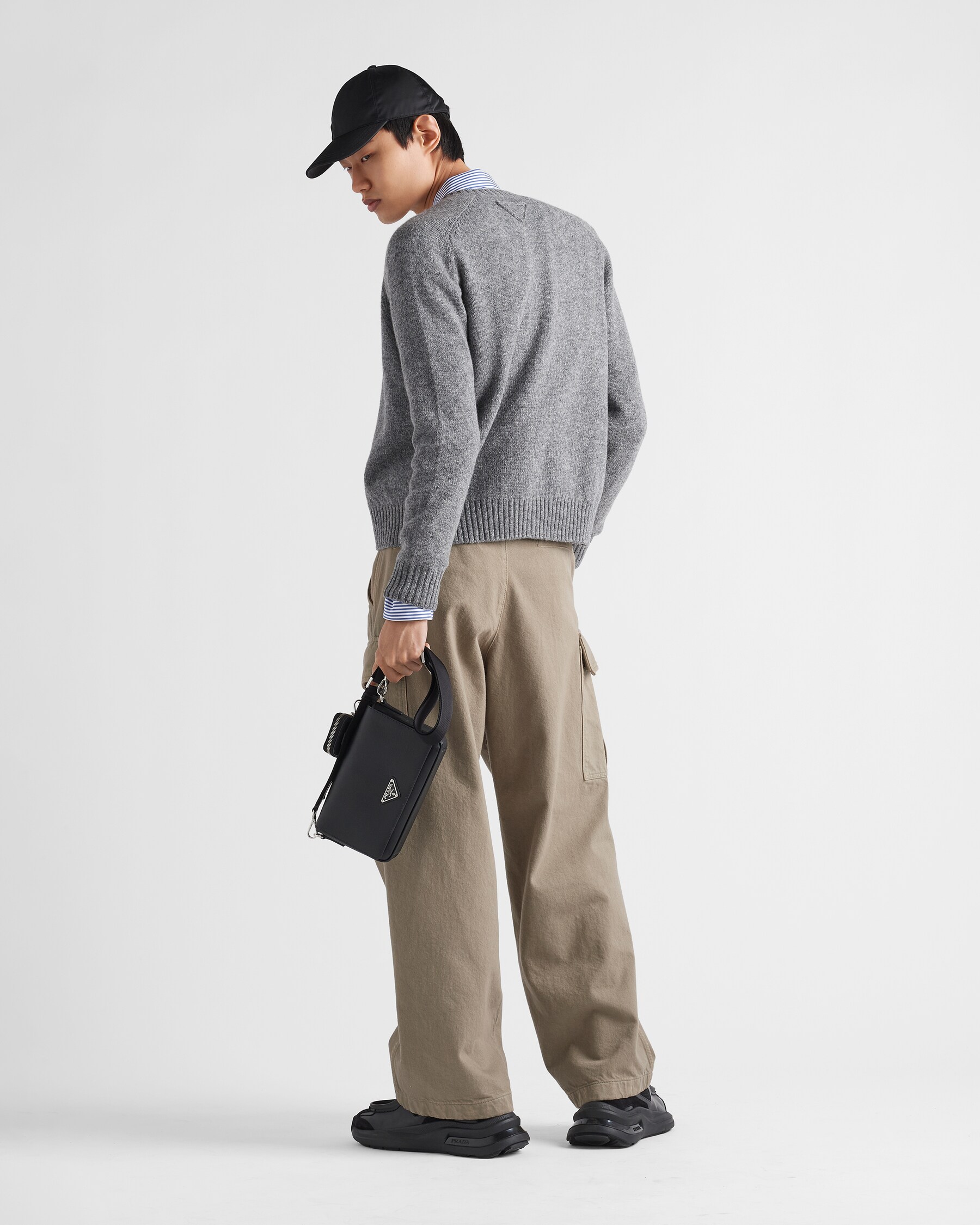 Clay Grey Bull Denim Cargo Jeans | PRADA