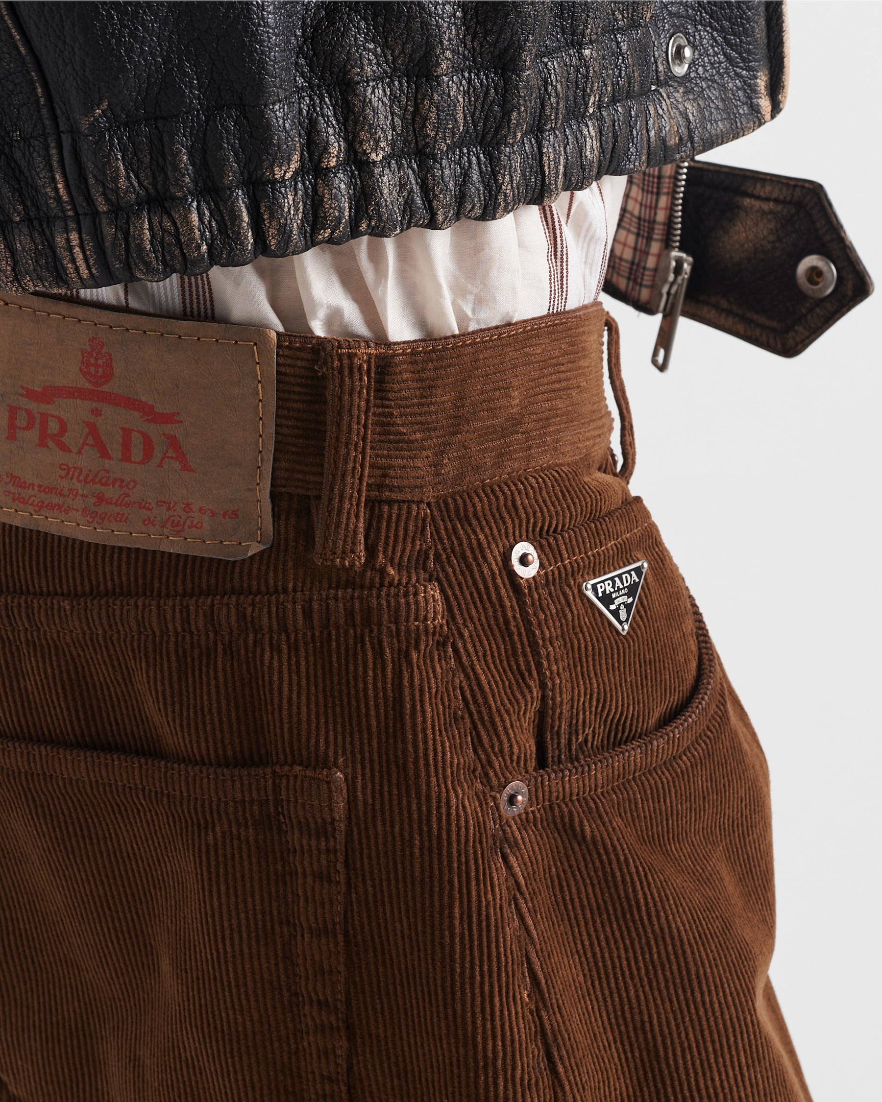 Caramel Baggy Corduroy Pants | PRADA