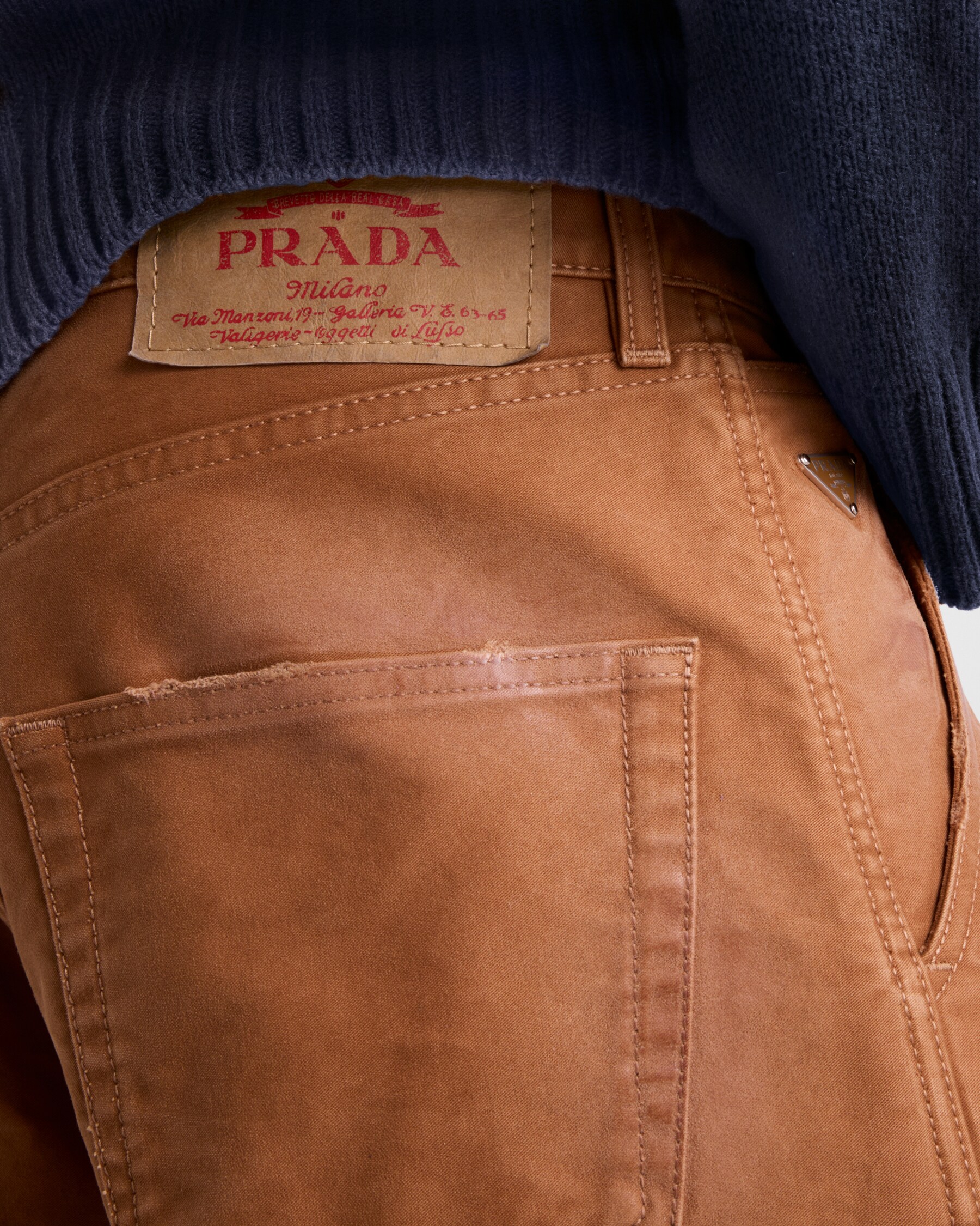 Brown Moleskin Cotton Pants | PRADA