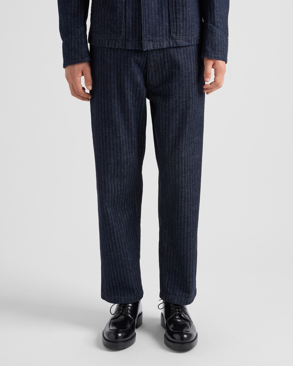 Navy Wide-leg Chevron Denim Jeans | PRADA - United States