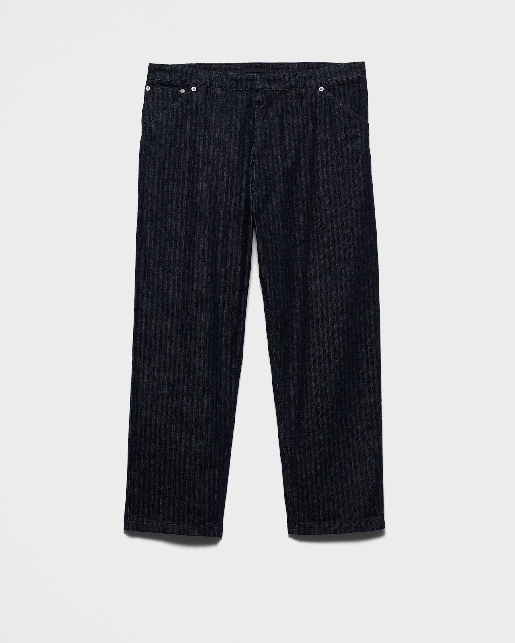 Navy Wide-leg Chevron Denim Jeans | PRADA - United States