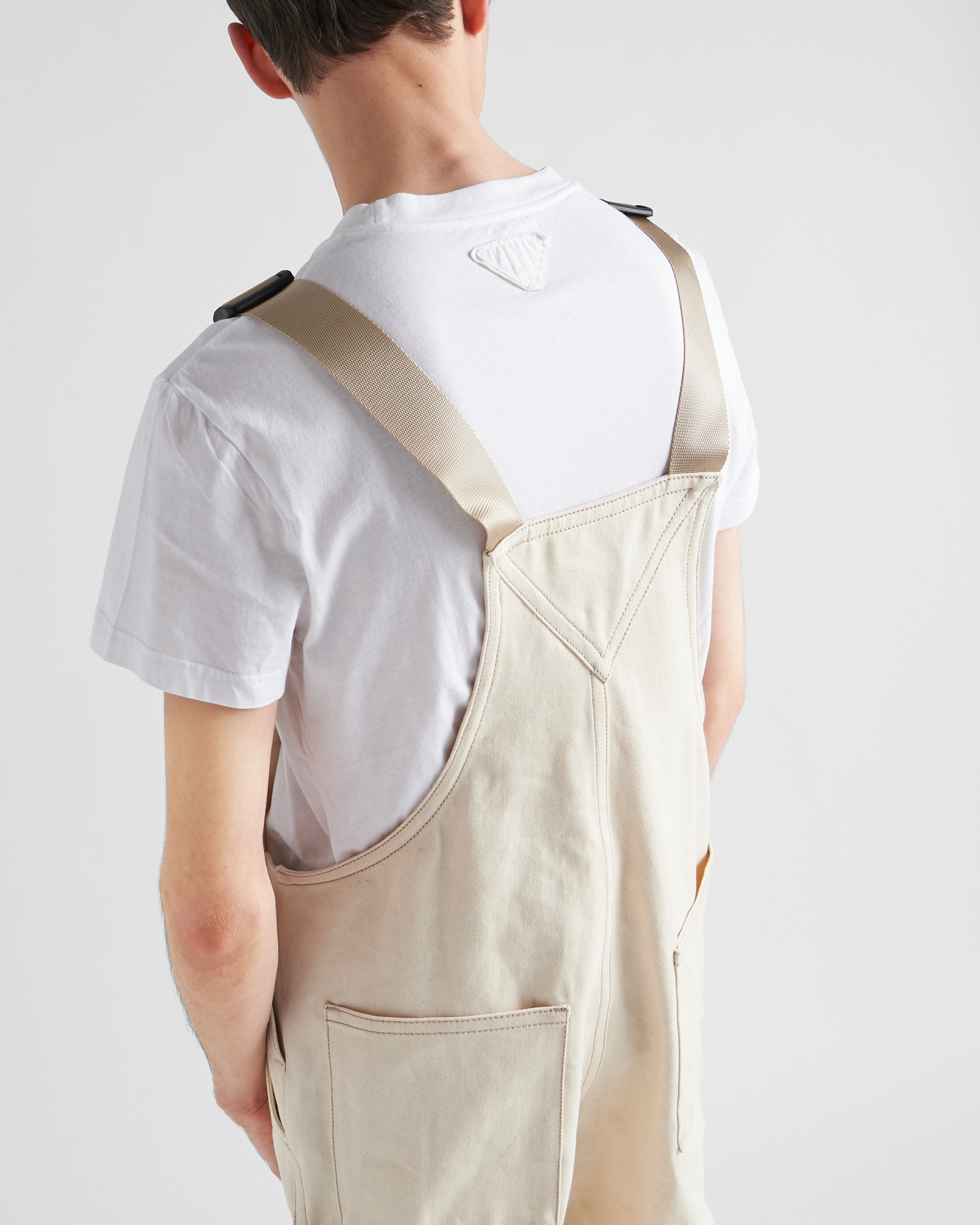 Beige Bull denim overalls | Prada