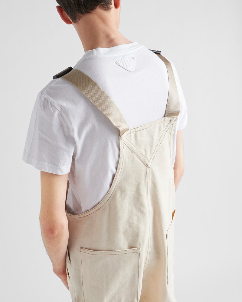 Beige Bull Denim Overalls | PRADA