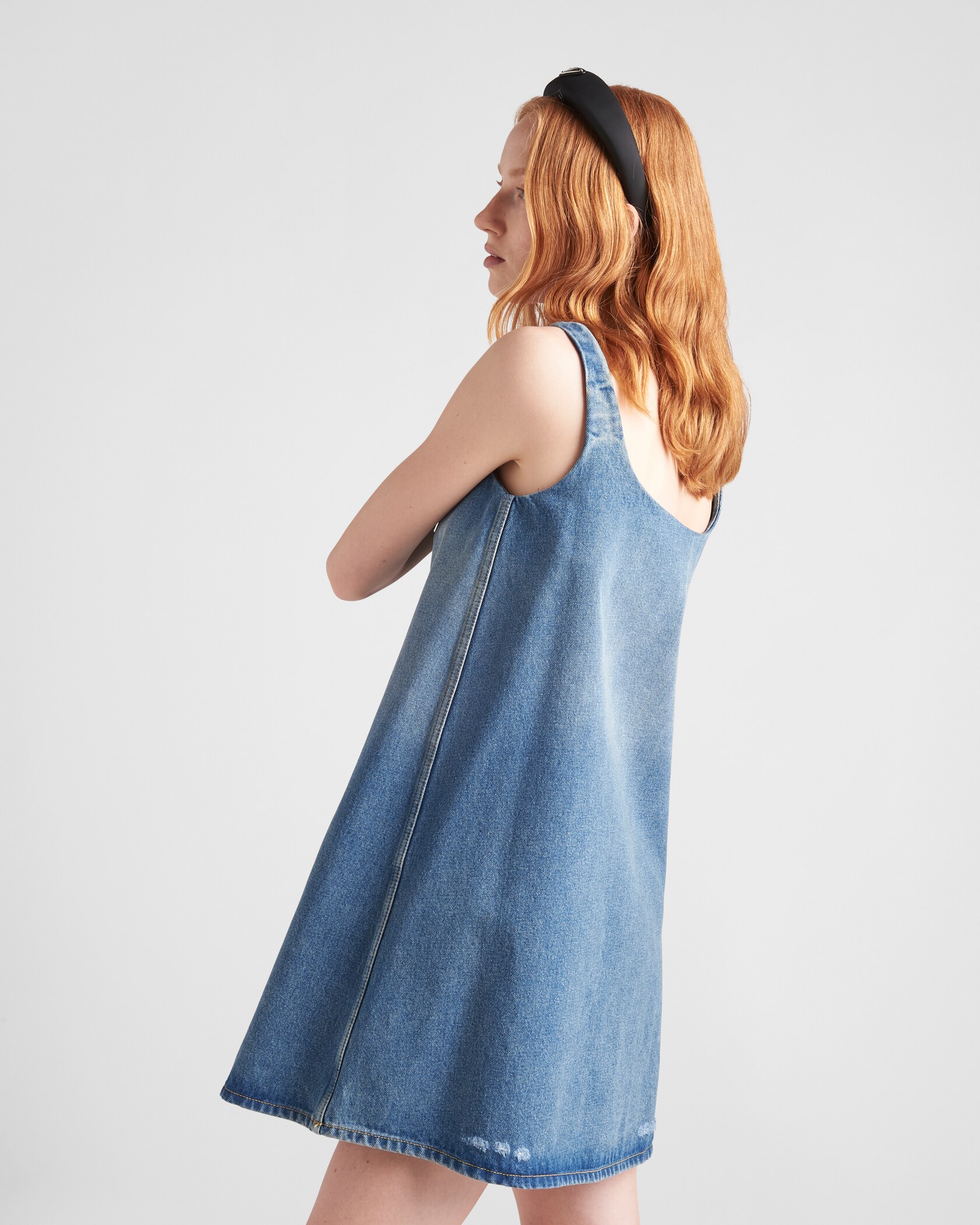 Navy Organic Denim Mini-dress | PRADA