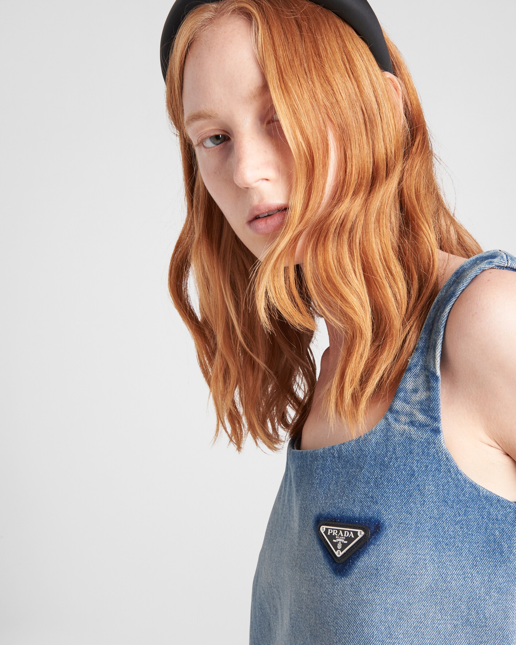 Navy Organic Denim Mini-dress | PRADA