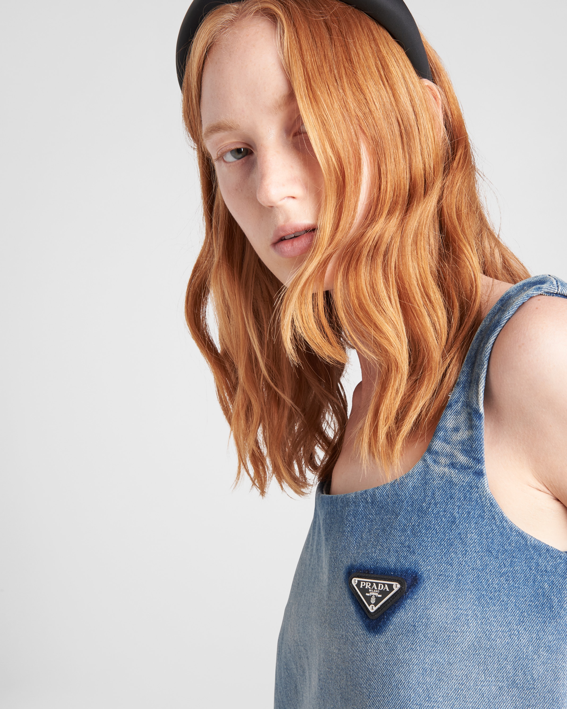 Navy Organic Denim Mini-dress | PRADA