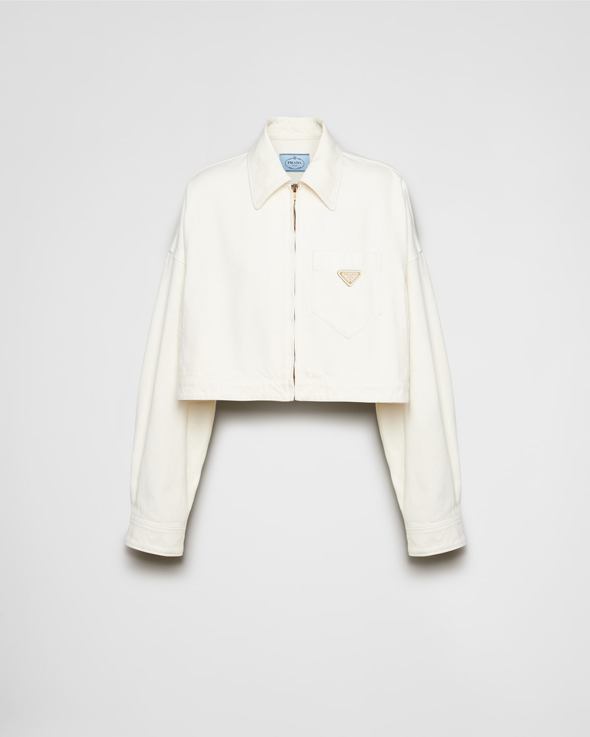 White Denim Blouson Jacket | PRADA