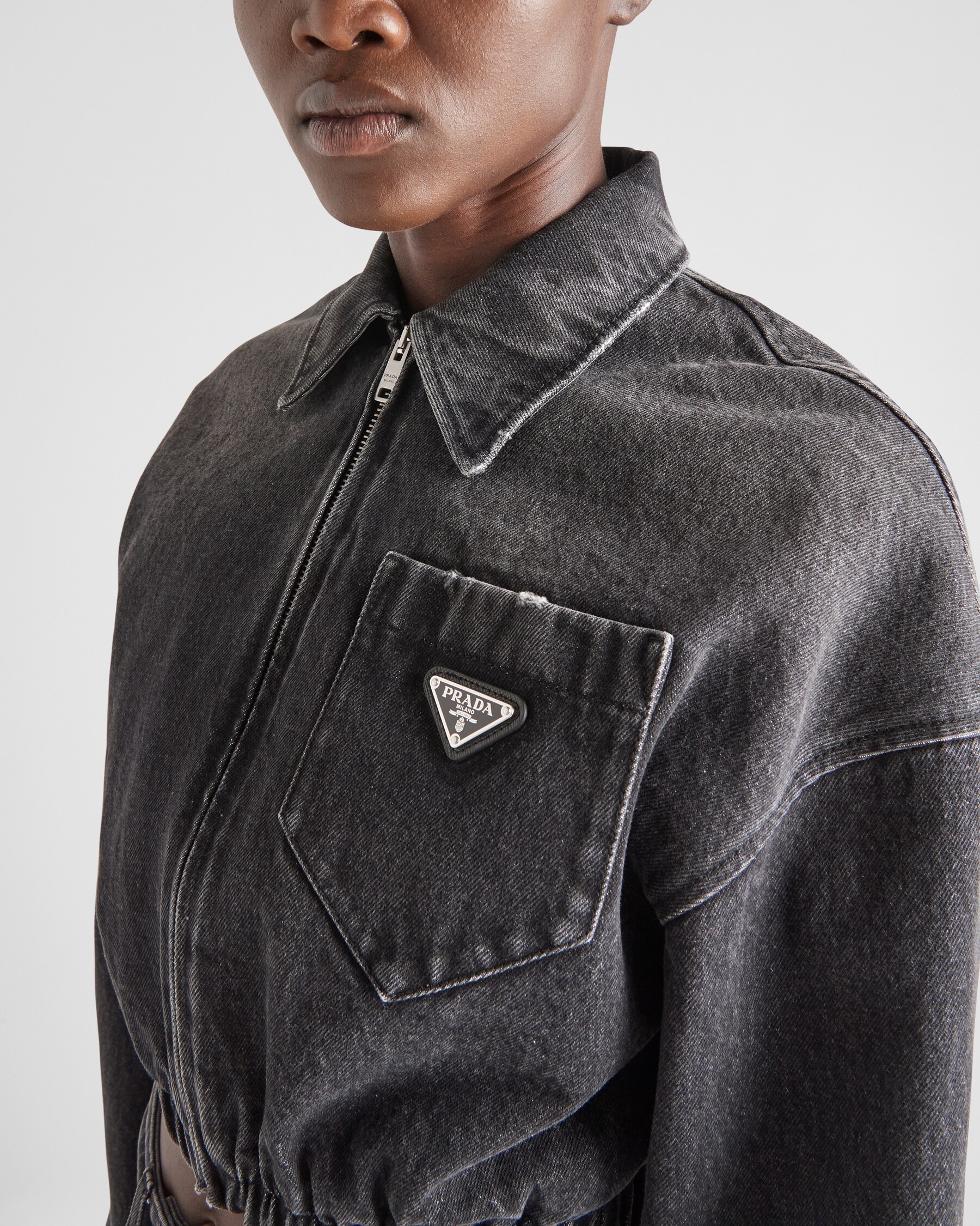 Black Denim Blouson Jacket | PRADA