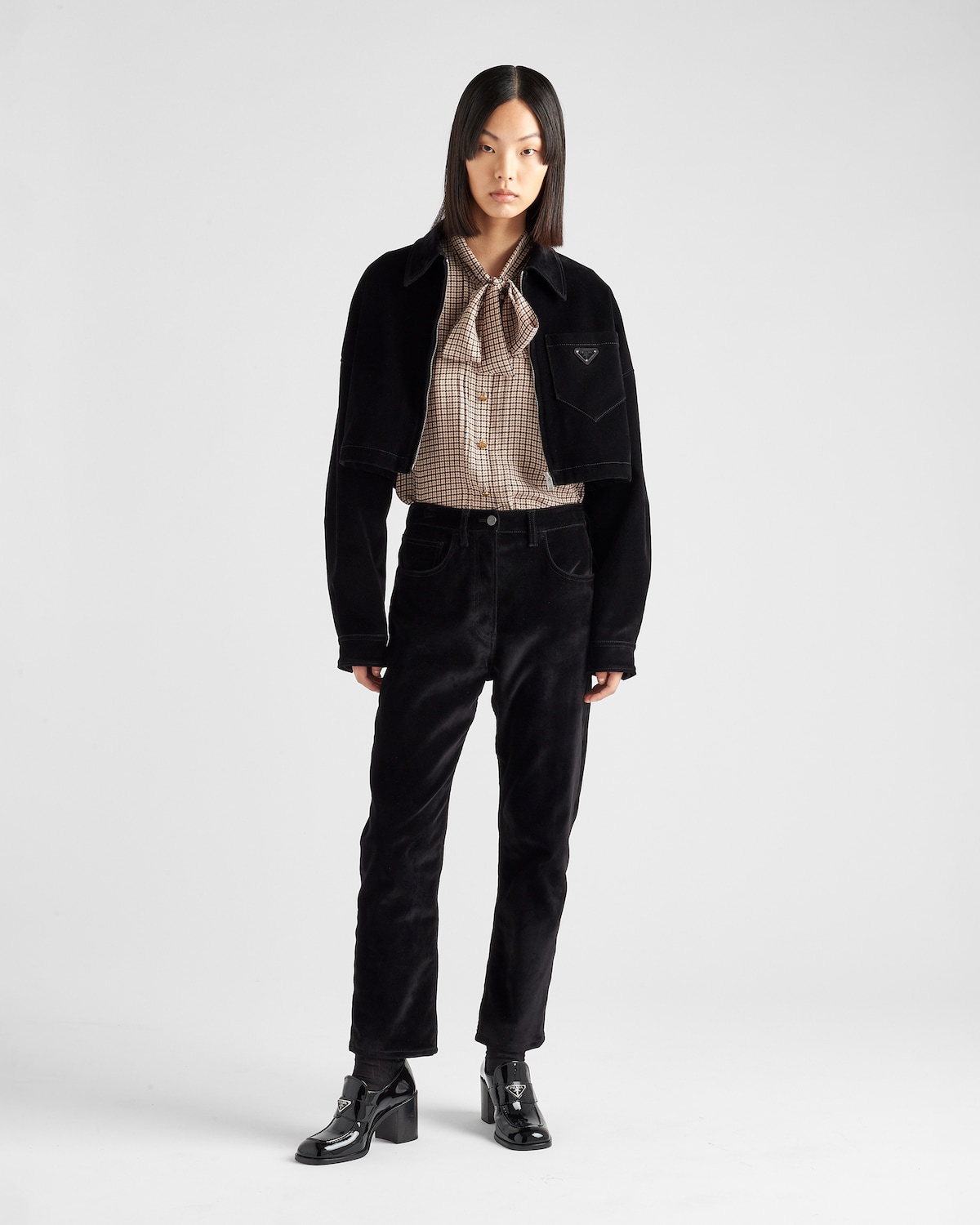 Black Velvet Denim Blouson Jacket | PRADA