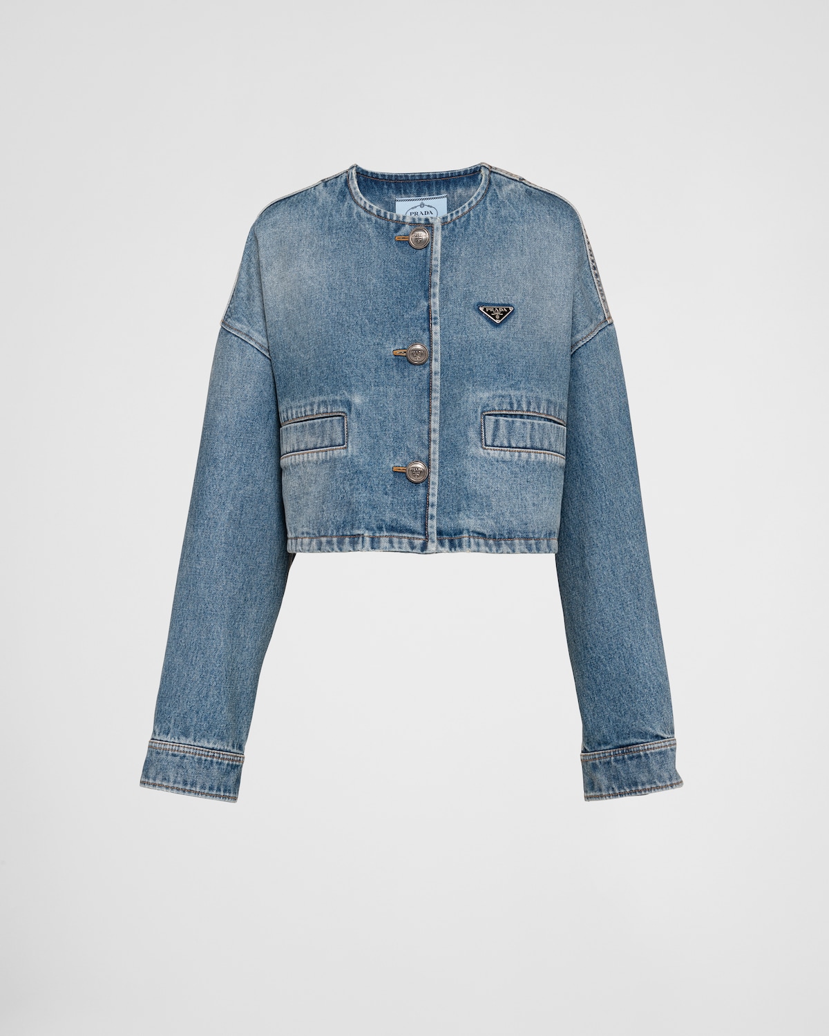 Sky Blue Denim Blouson Jacket | PRADA