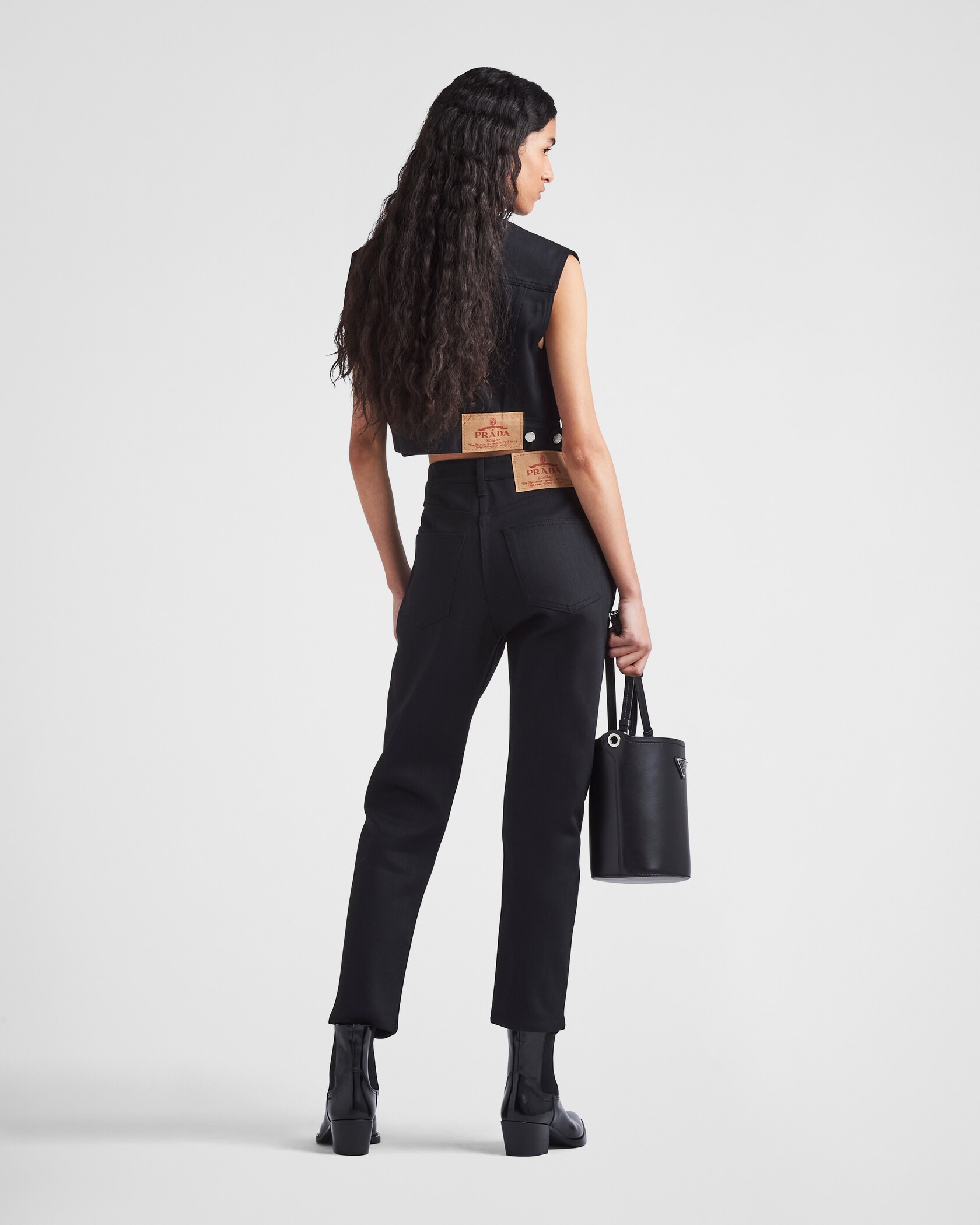 Black Stretch Denim Vest | PRADA