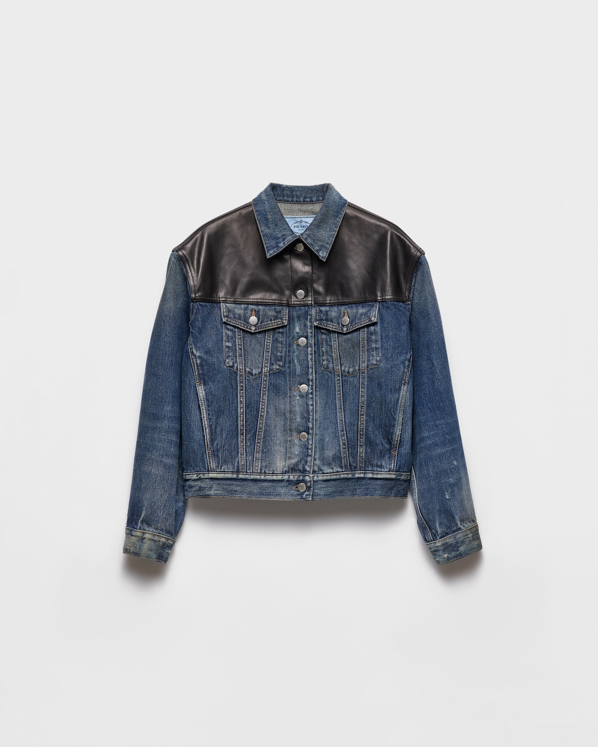 Navy Denim And Leather Jacket | PRADA
