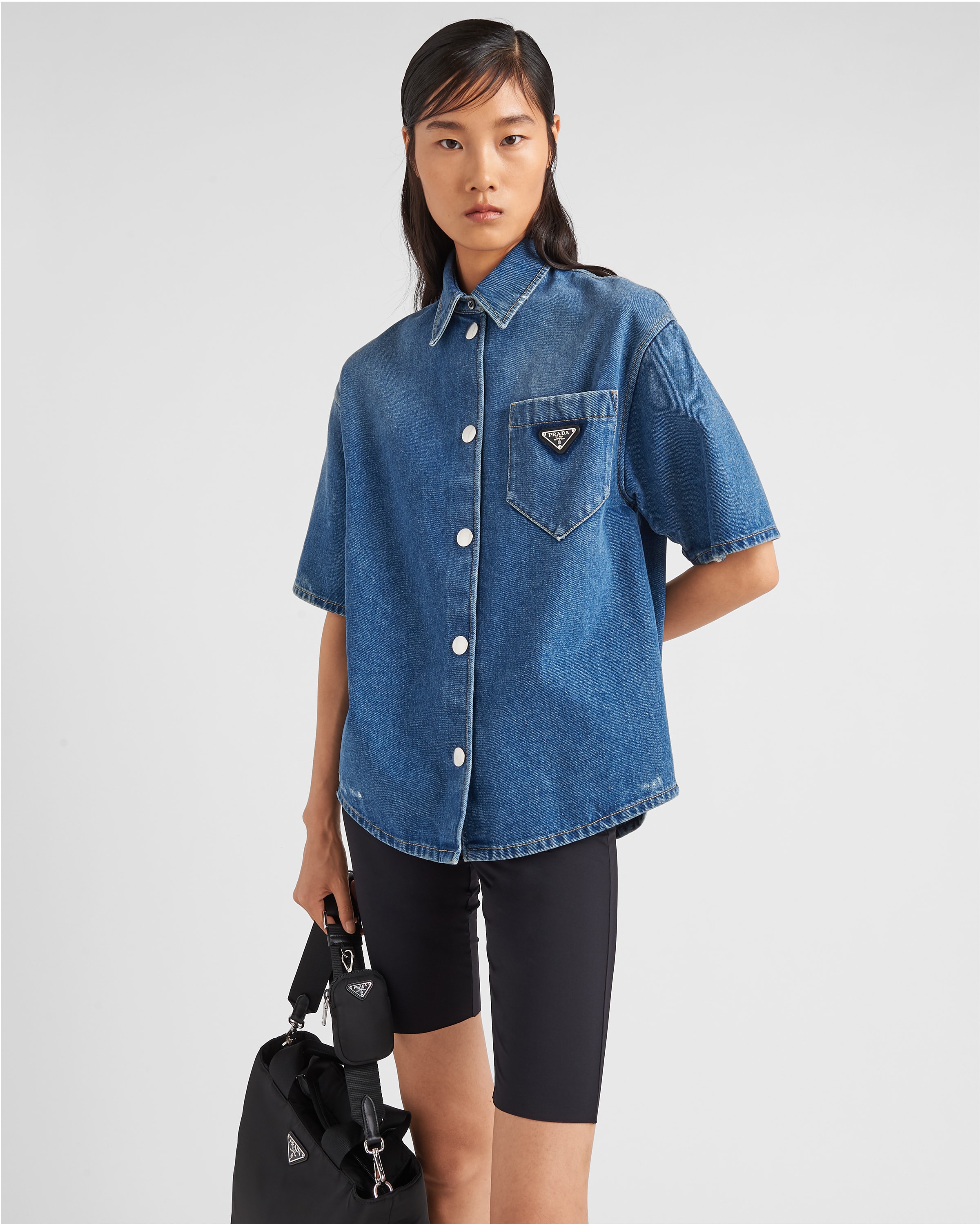 Navy Denim Shirt Prada