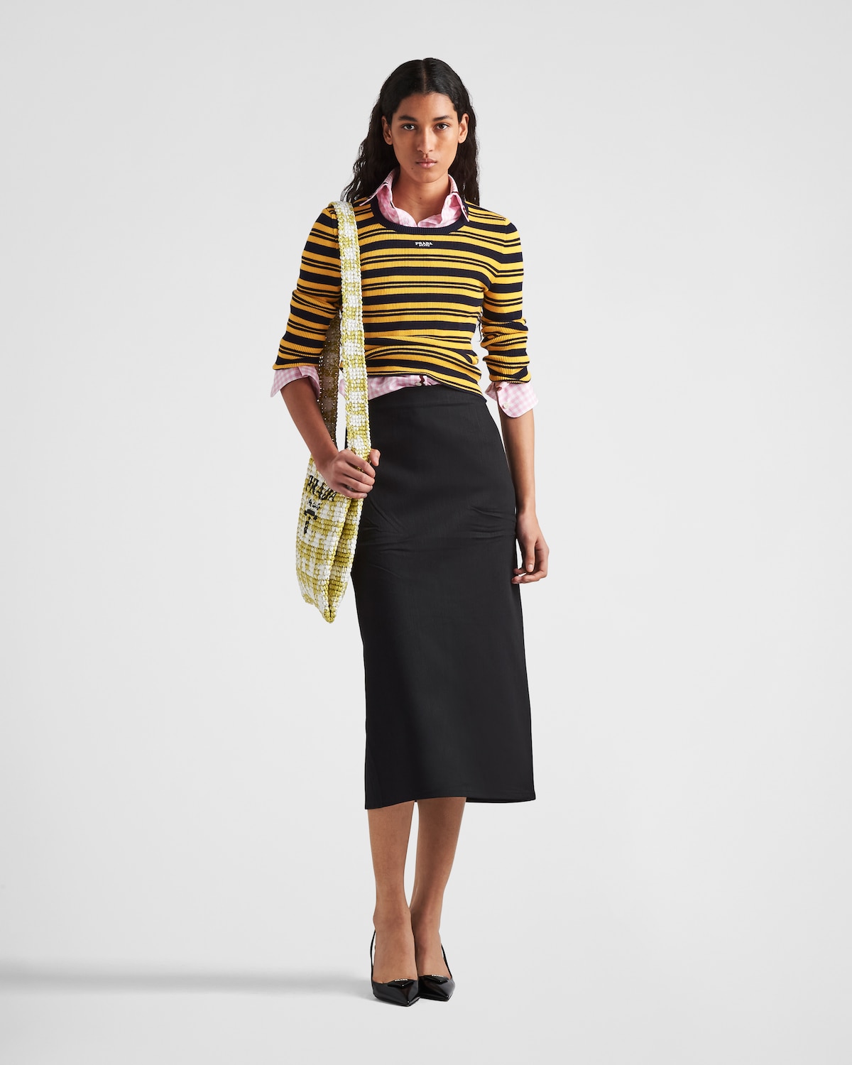 Black Stretch Denim Pencil Skirt | PRADA