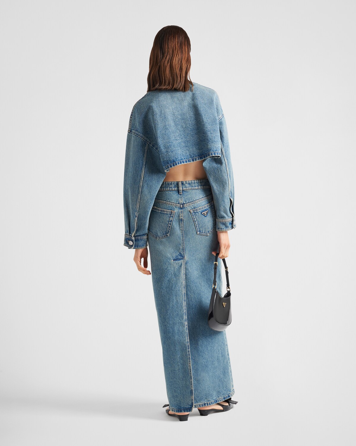 Mid Blue Denim Maxi-skirt | PRADA