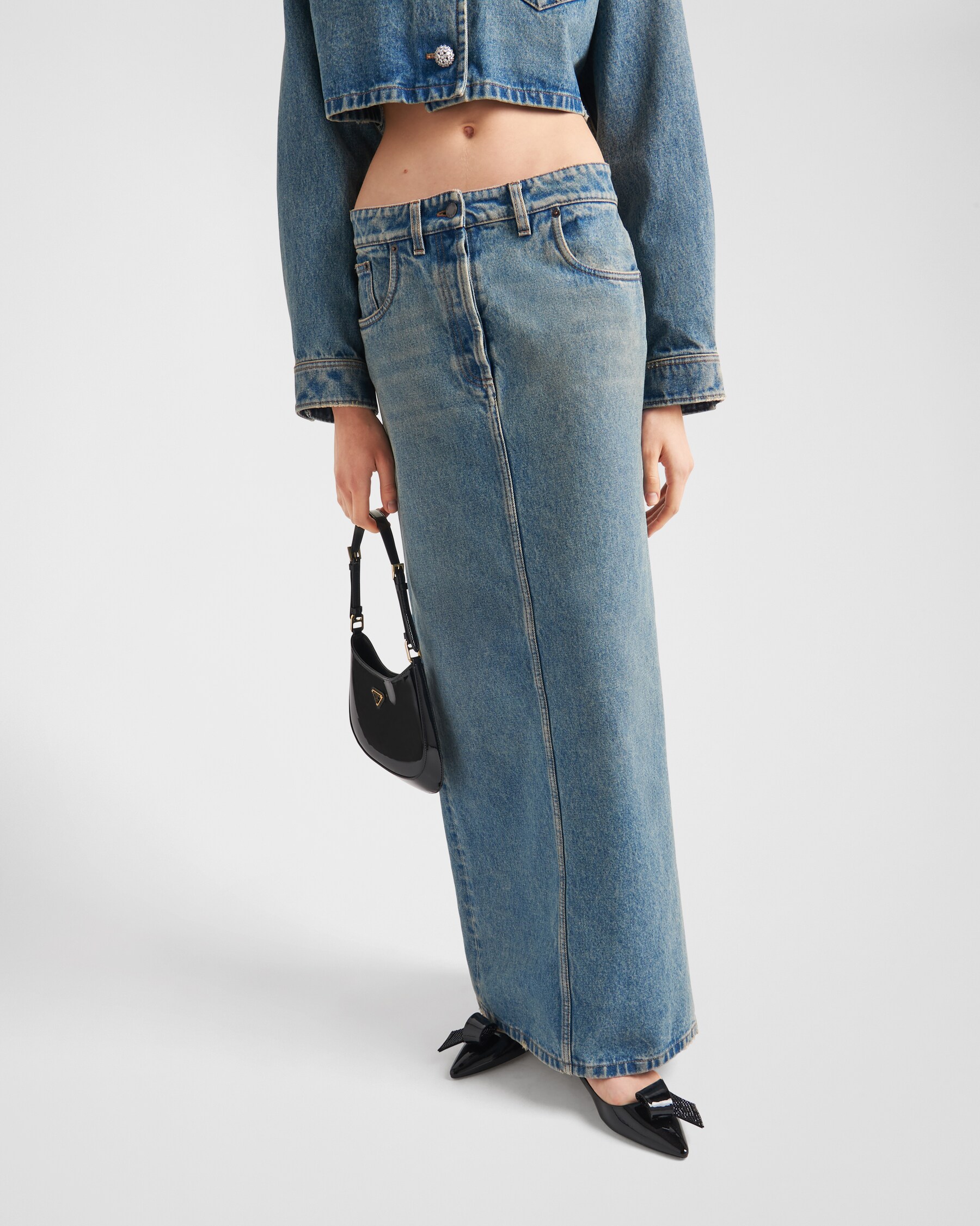 Mid Blue Denim Maxi-skirt | PRADA