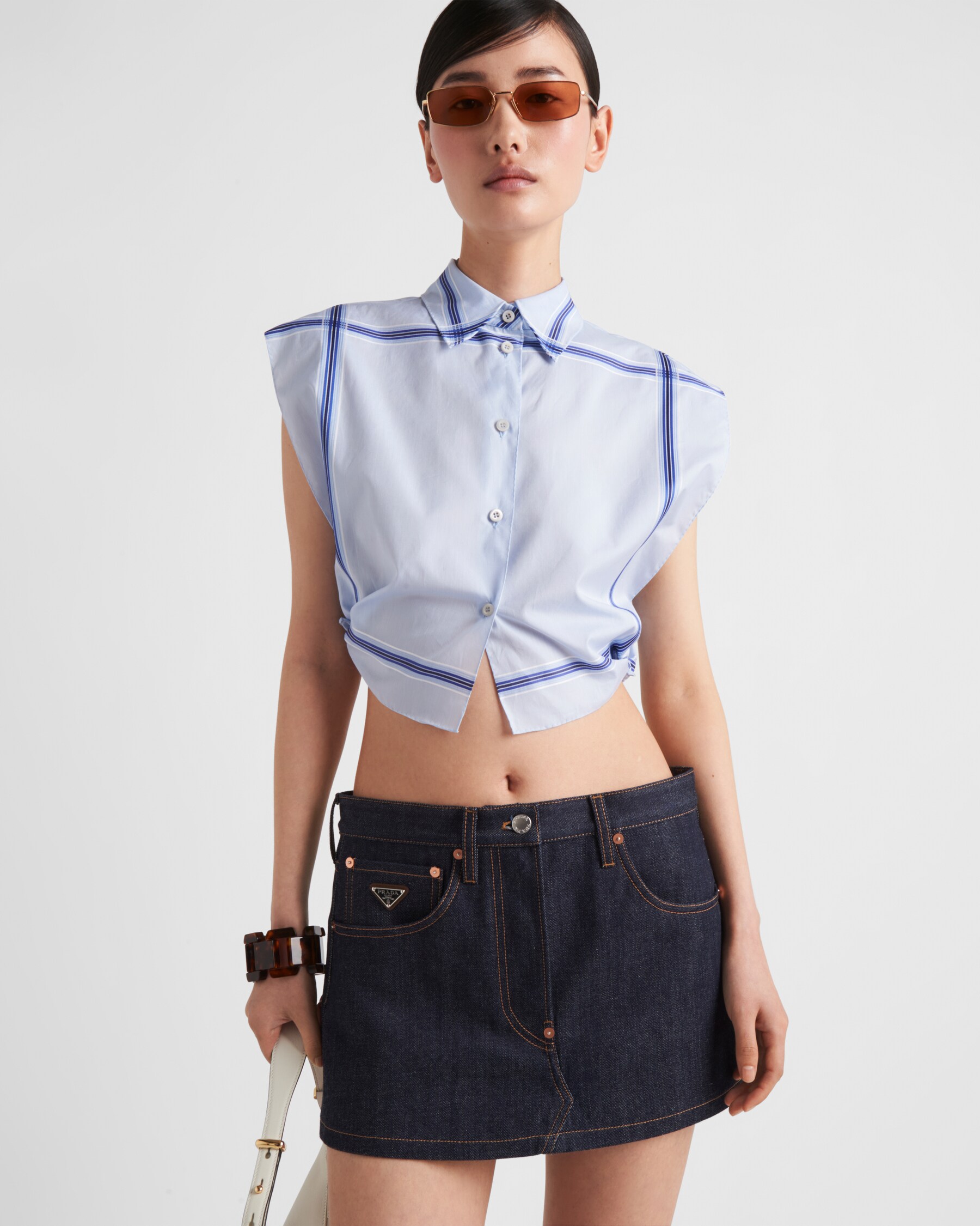 Navy Miniskirt In Selvedge Denim | PRADA