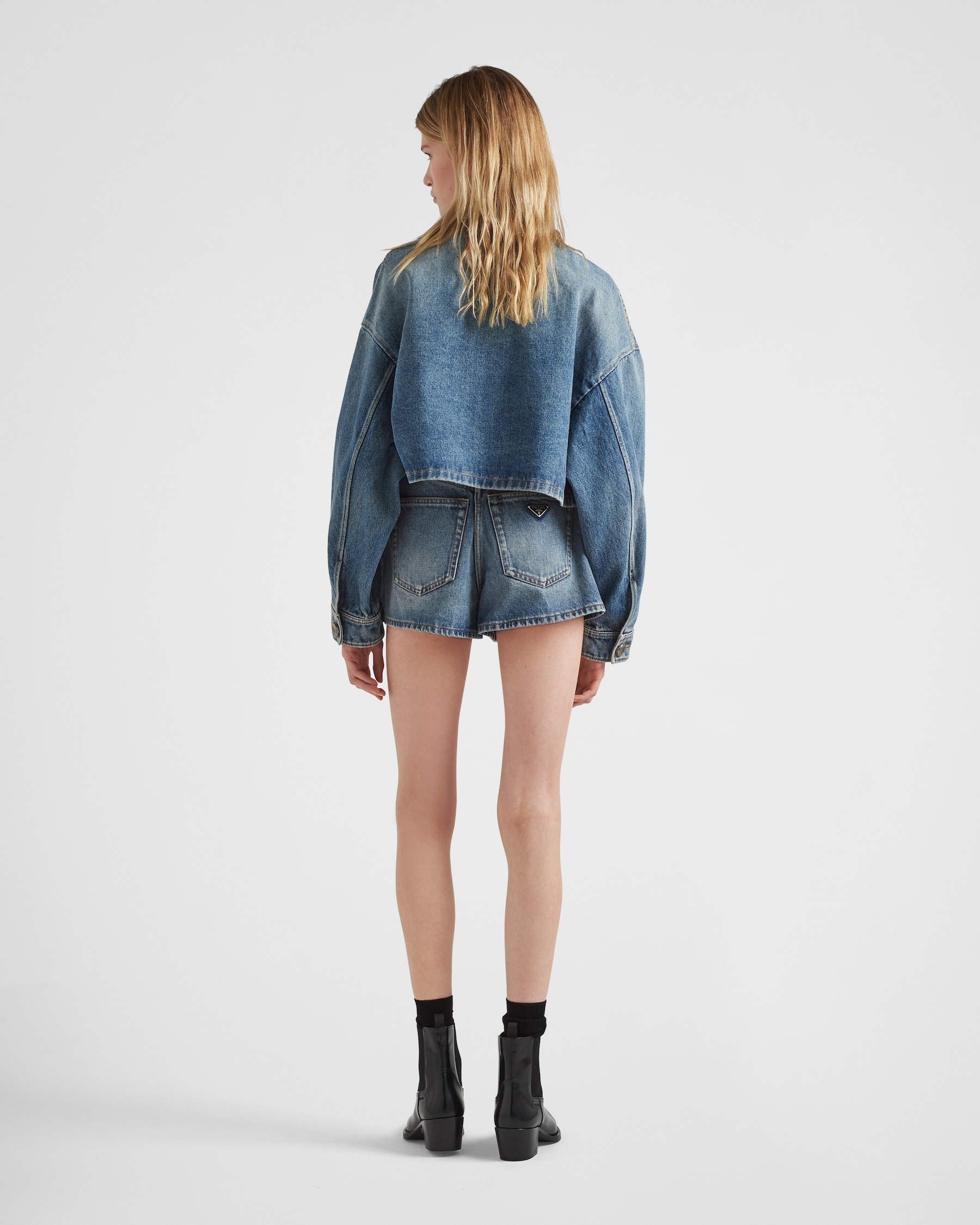 Sky Blue Denim Shorts | PRADA