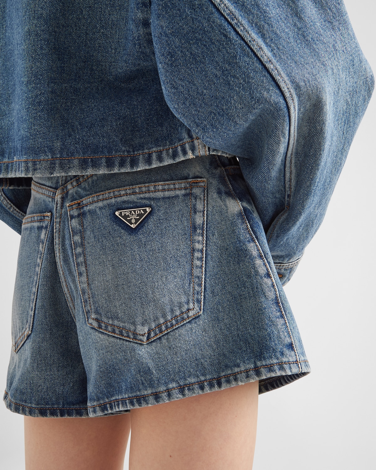 Sky Blue Denim Shorts | PRADA