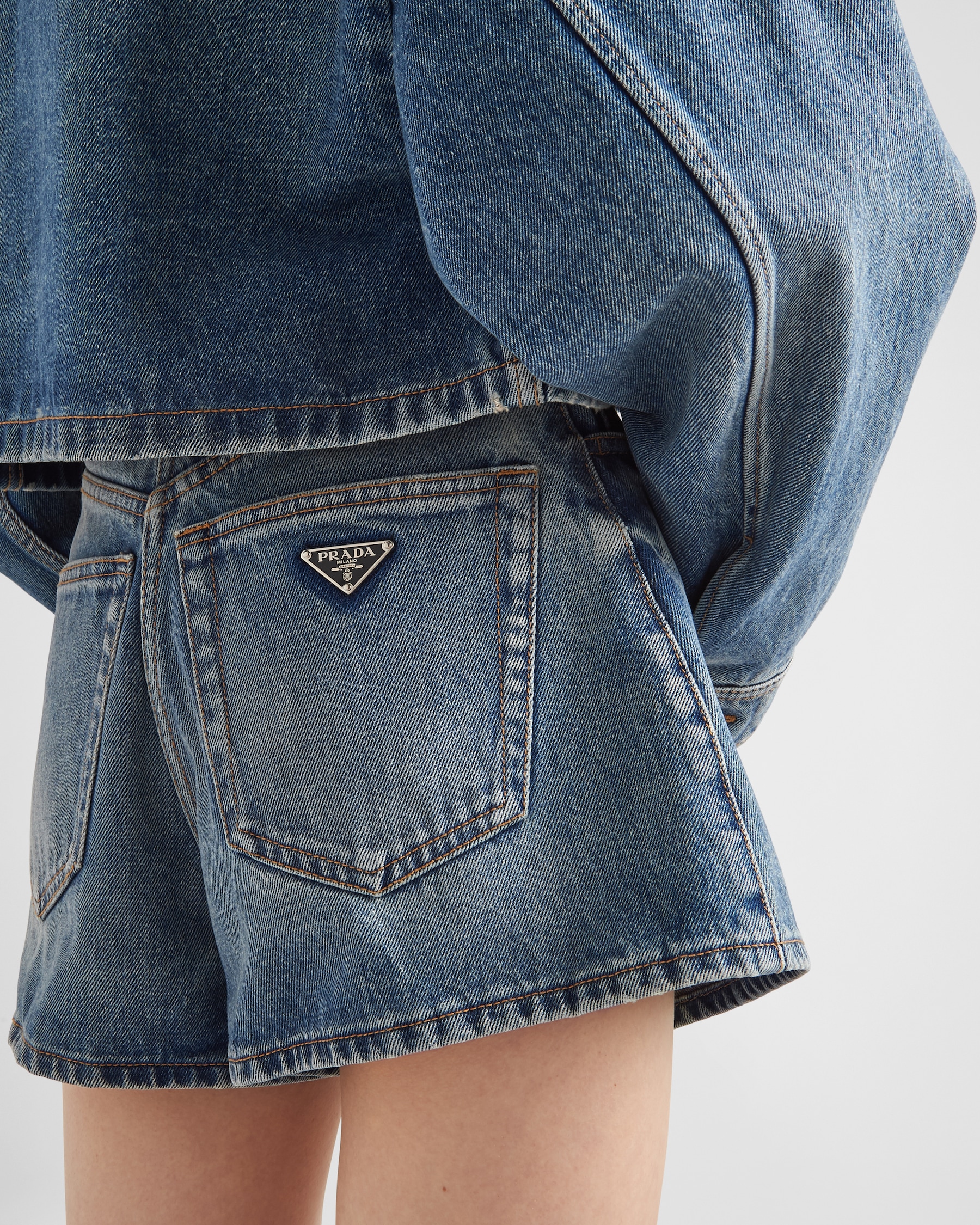 Sky Blue Denim Shorts | PRADA