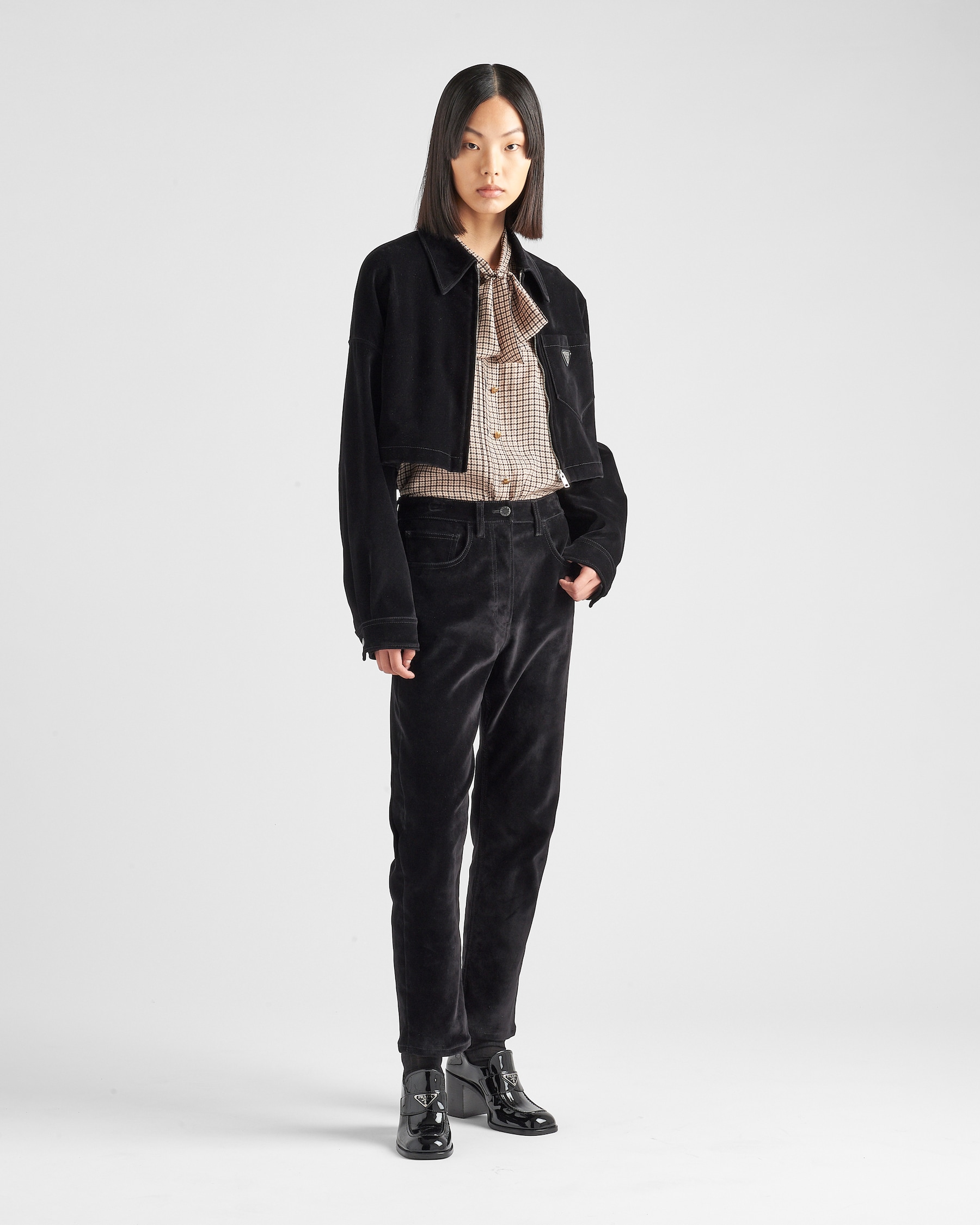 Black Five-pocket Velvet Denim Jeans | PRADA