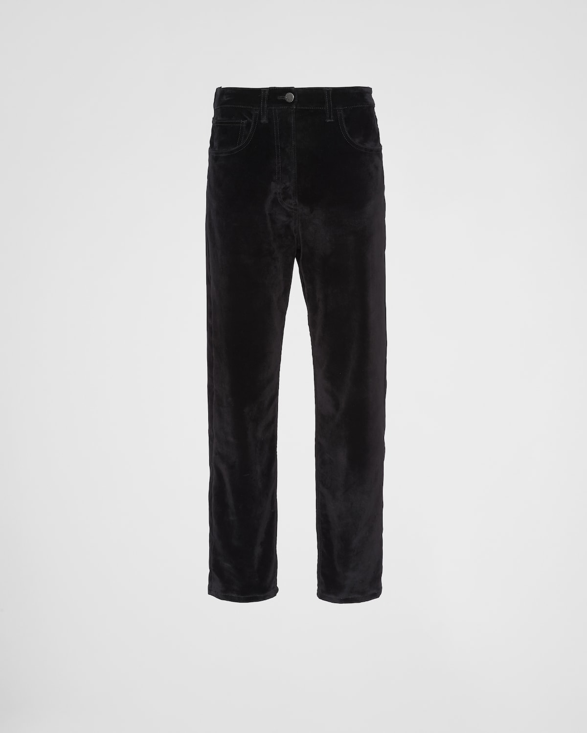 Black Five-pocket Velvet Denim Jeans | PRADA