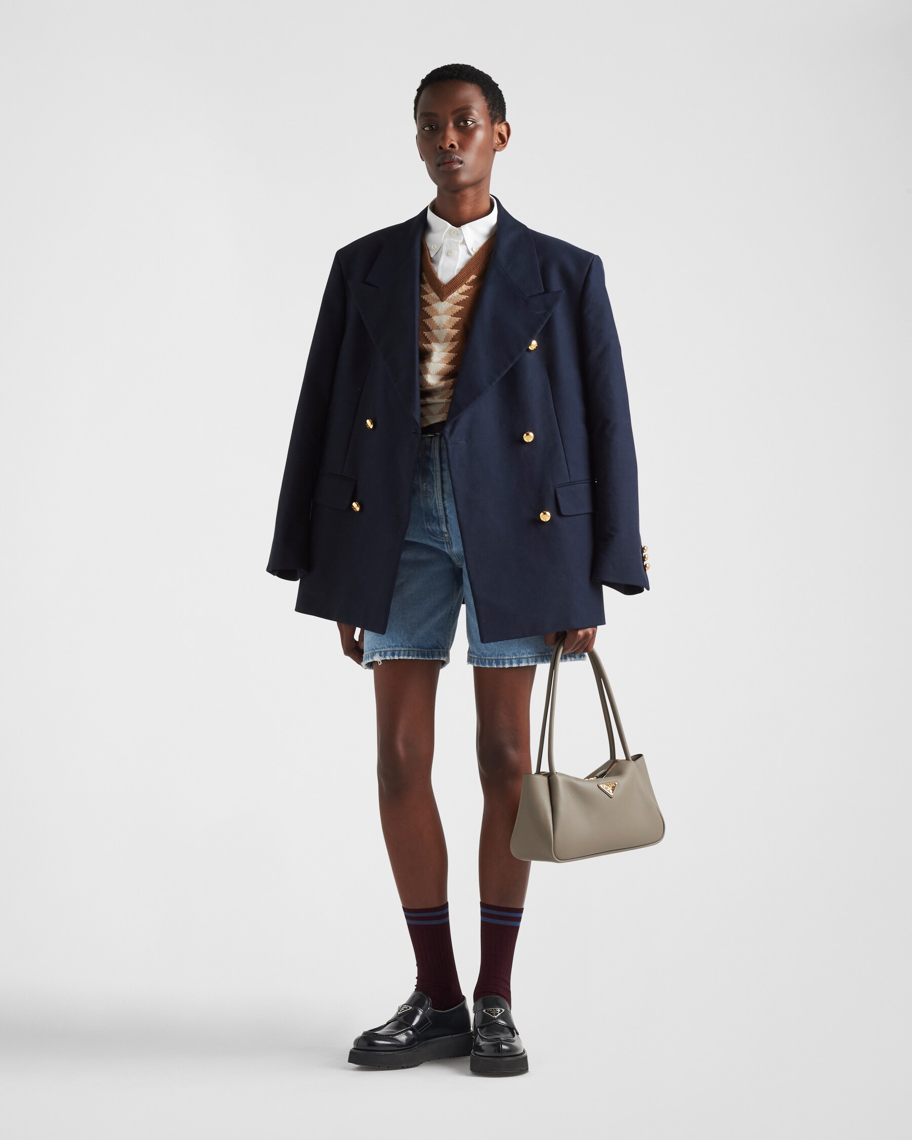 Sky Blue Denim Bermudas | PRADA