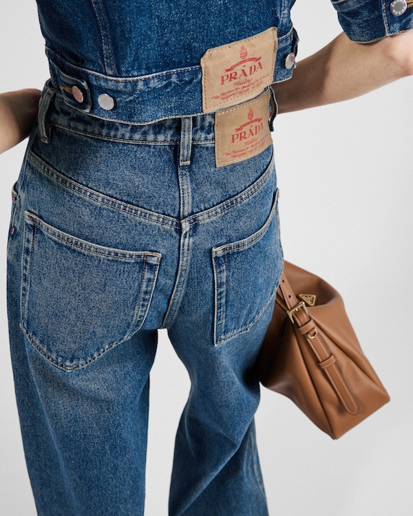 Navy Wide-leg Denim Jeans | PRADA