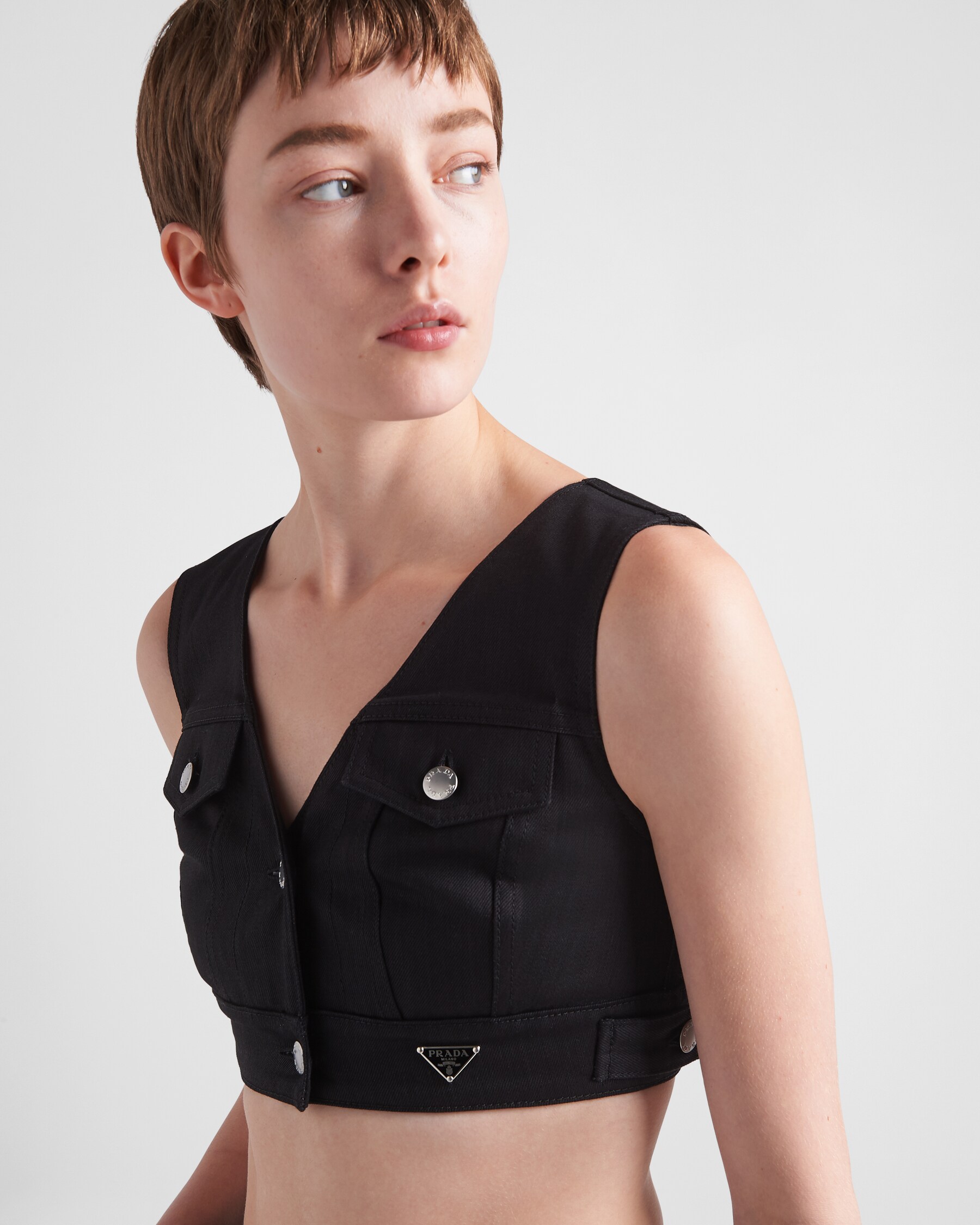 Black Stretch Denim Top | PRADA