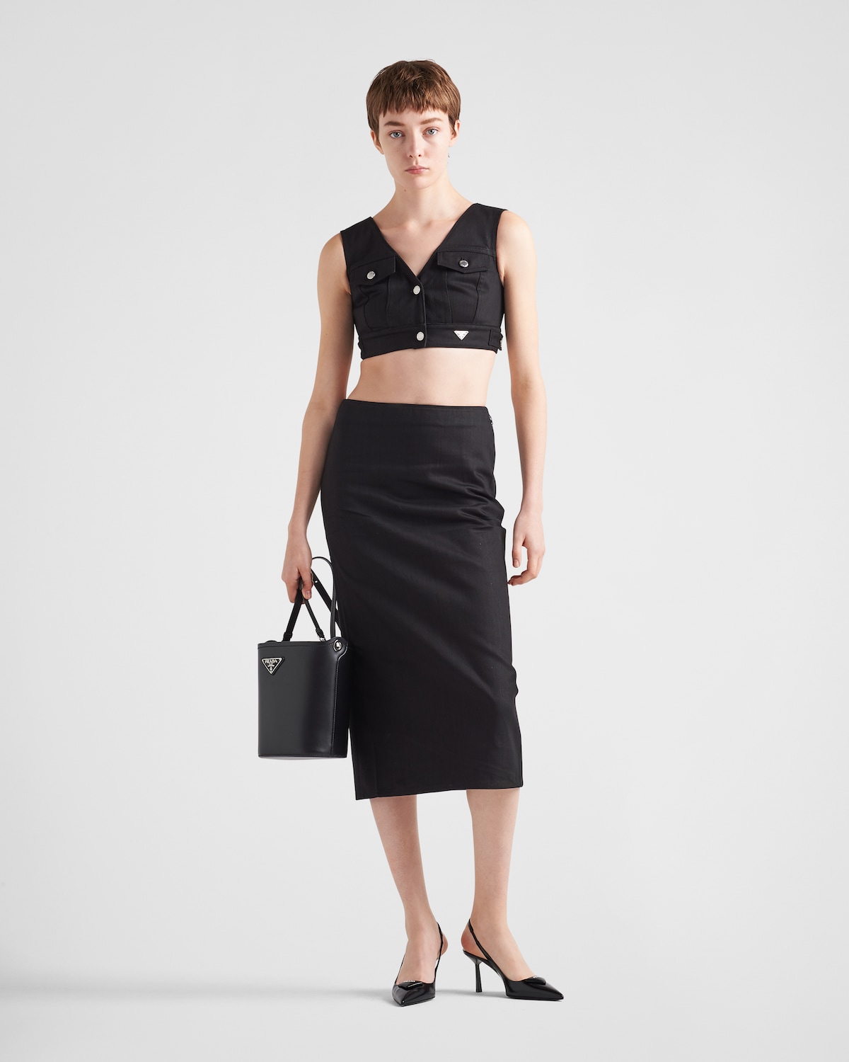 Black Stretch Denim Top | PRADA