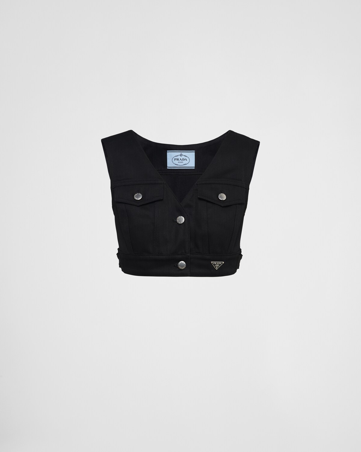 Black Stretch Denim Top | PRADA