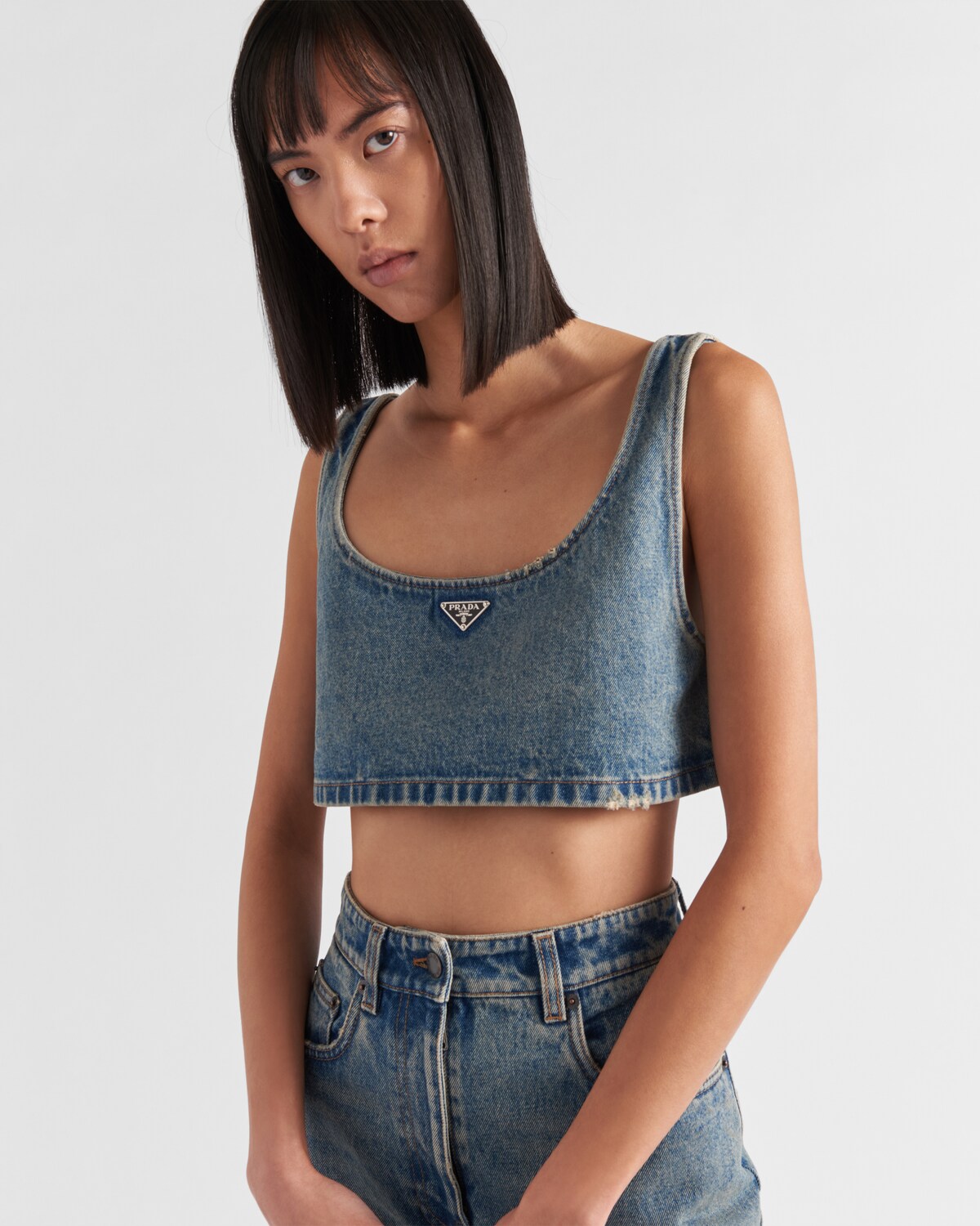 Mid Blue Denim Top | PRADA