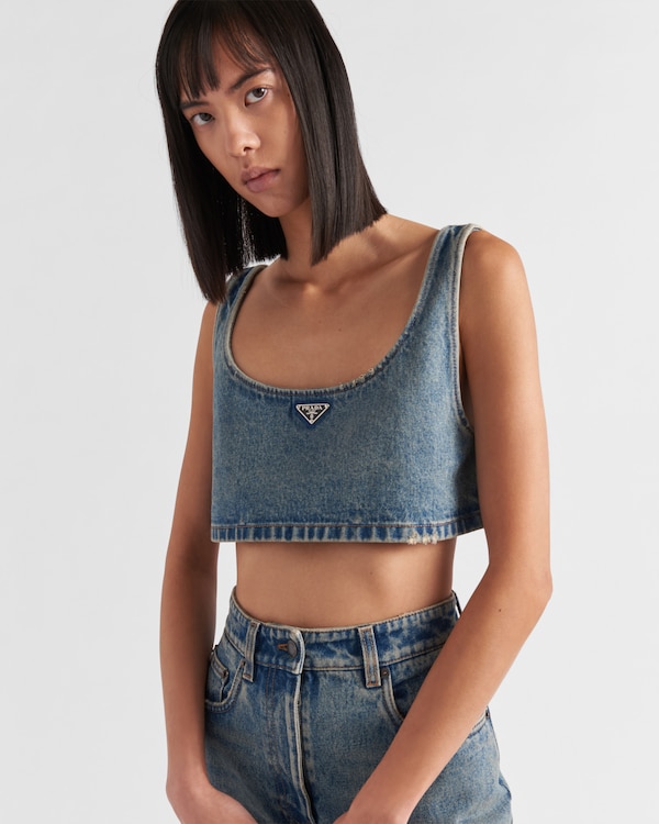 Mid Blue Denim Top | PRADA