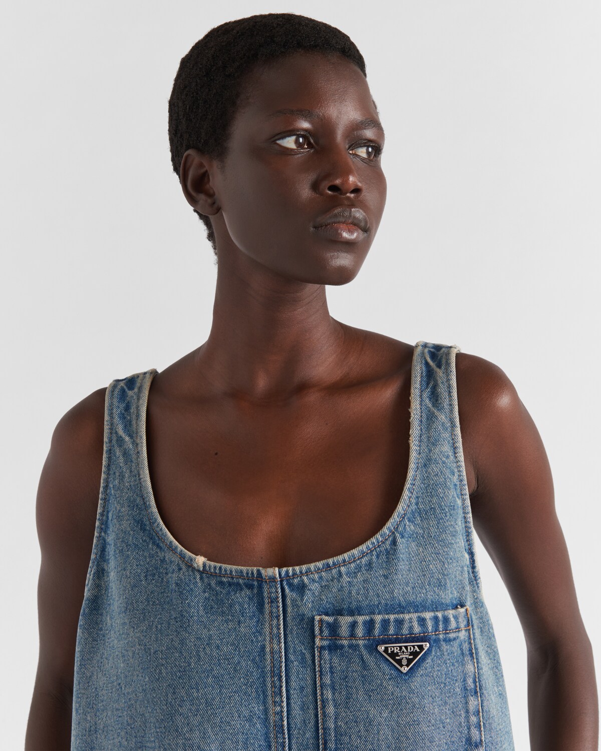 Mid Blue Denim Playsuit | PRADA