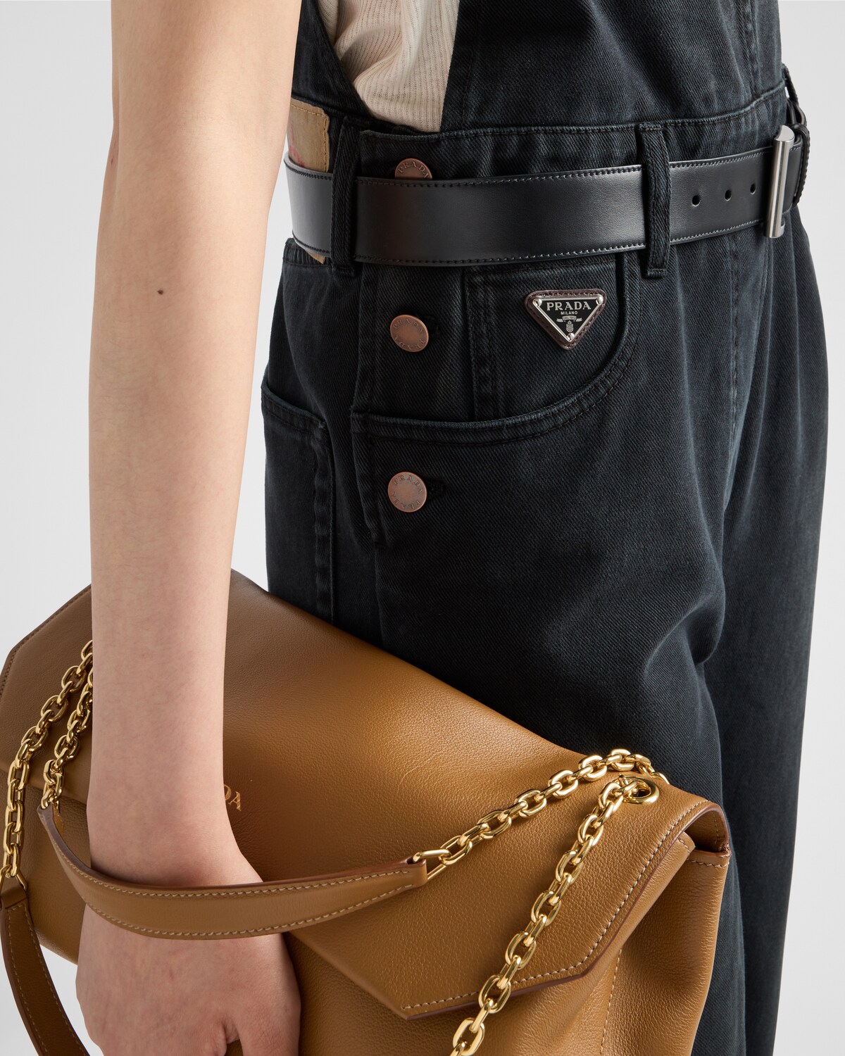 Black Denim Overalls | PRADA