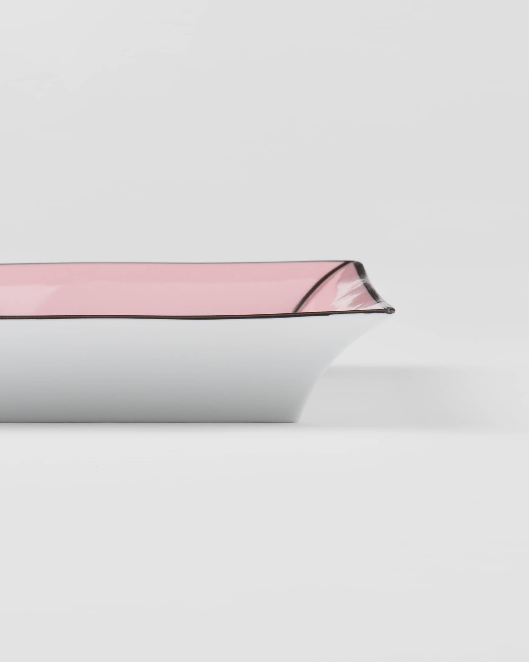 White/pale Pink Large square porcelain catchall tray - Lipstick | PRADA
