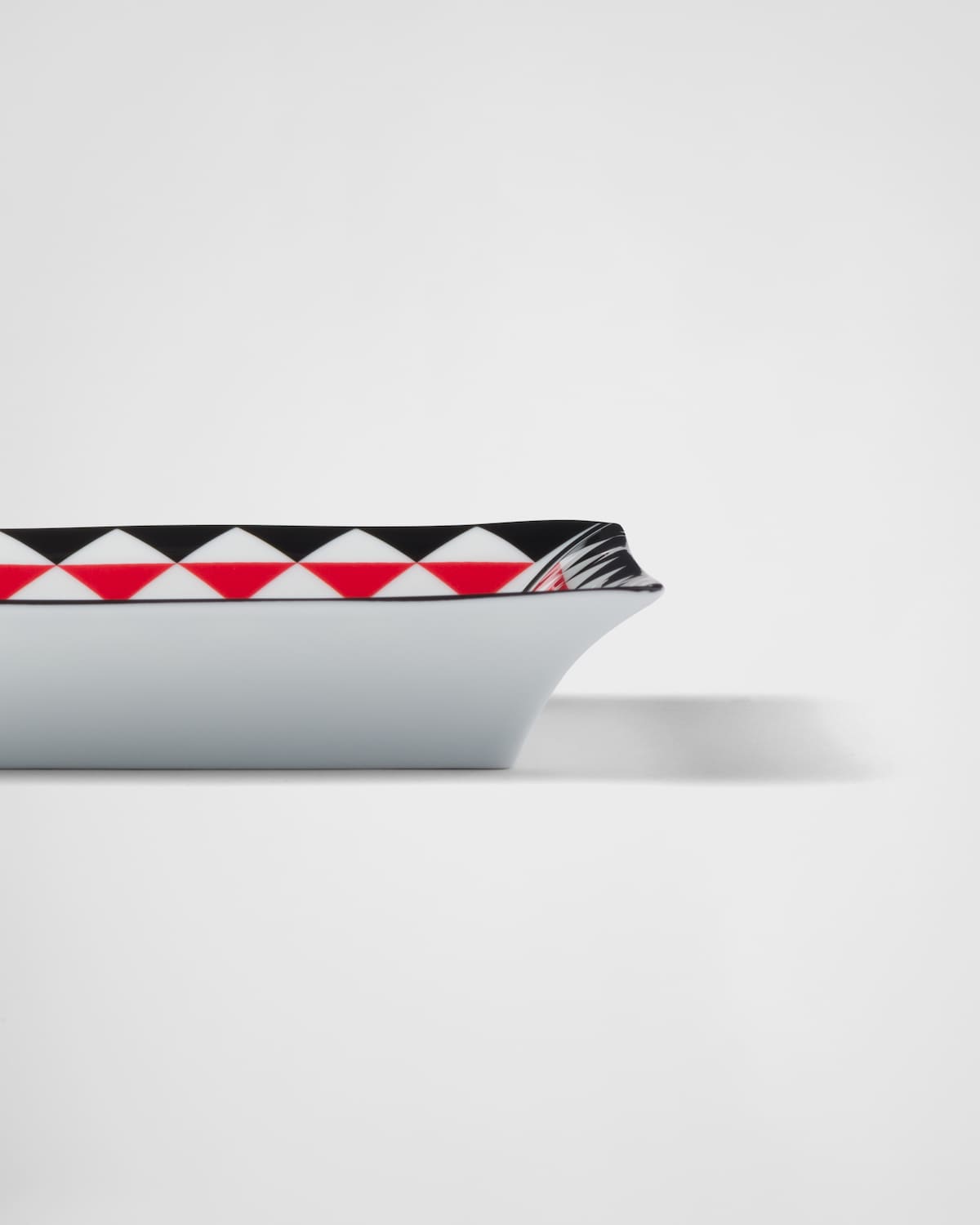 Black/red/white Large Square Porcelain Catchall Tray - Triangles | PRADA