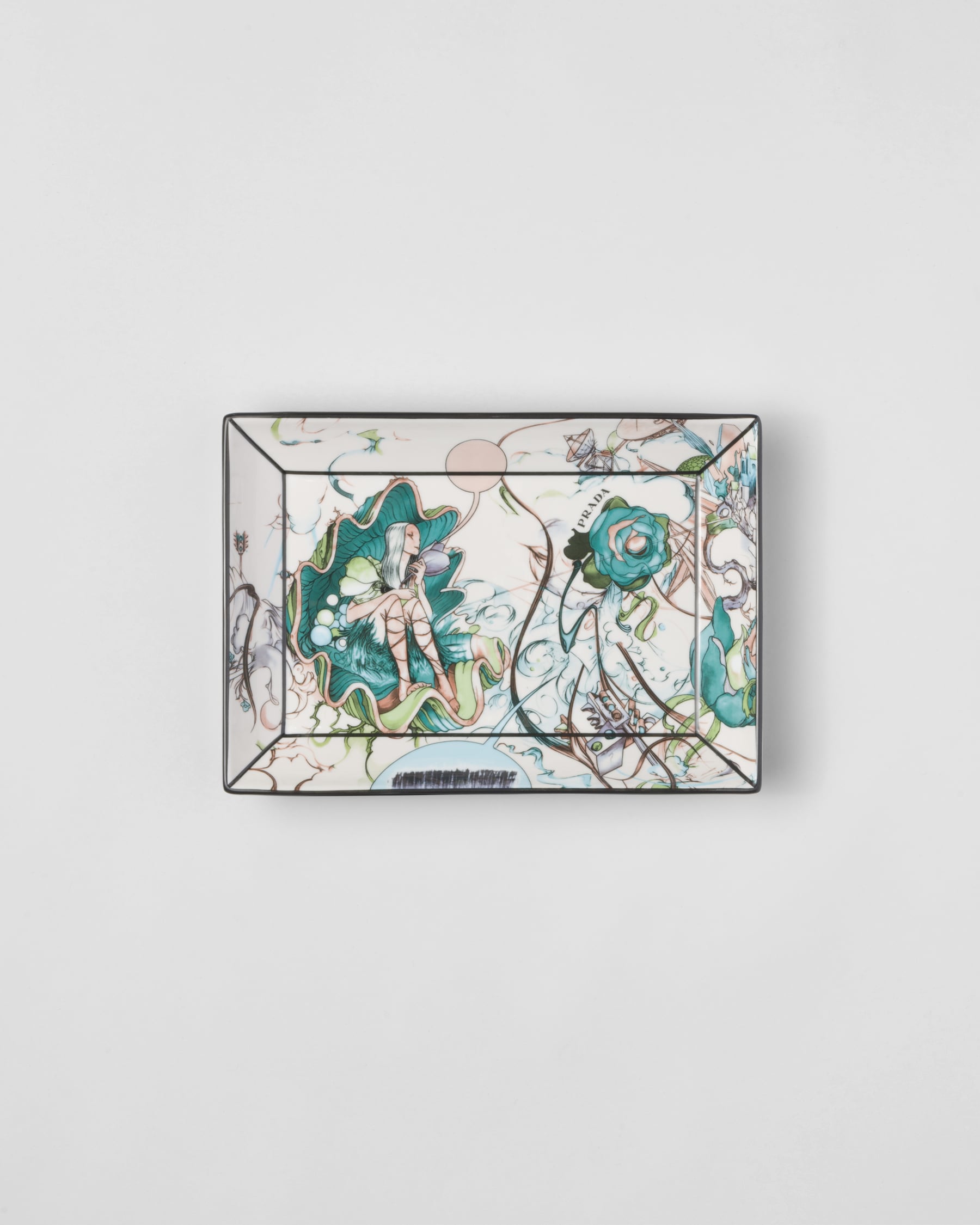 Jade Green Large rectangular porcelain catchall tray - Florid | PRADA