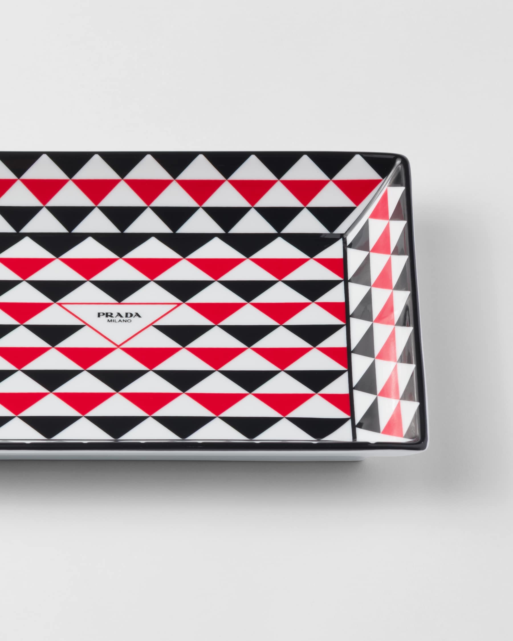 Black/red/white Large Rectangular Porcelain Catchall Tray - Triangles ...
