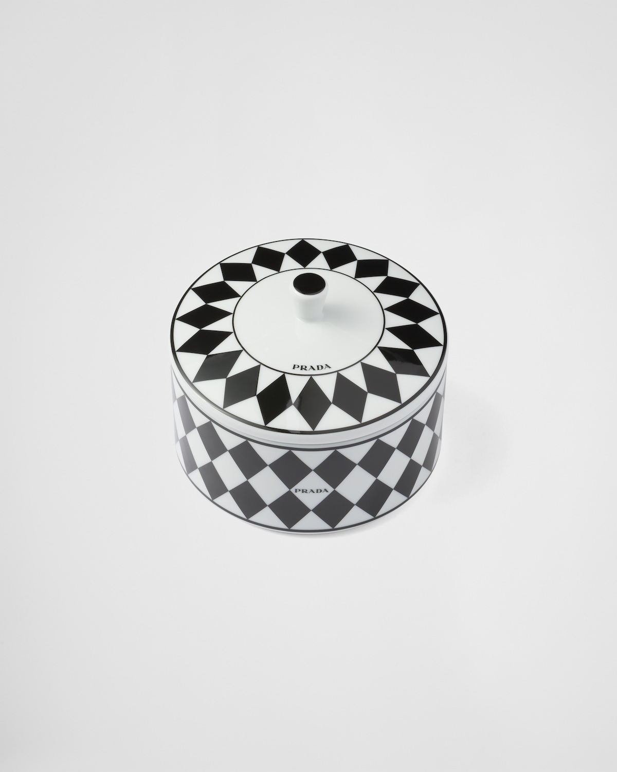 White/black Porcelain box - Checkerboard | PRADA