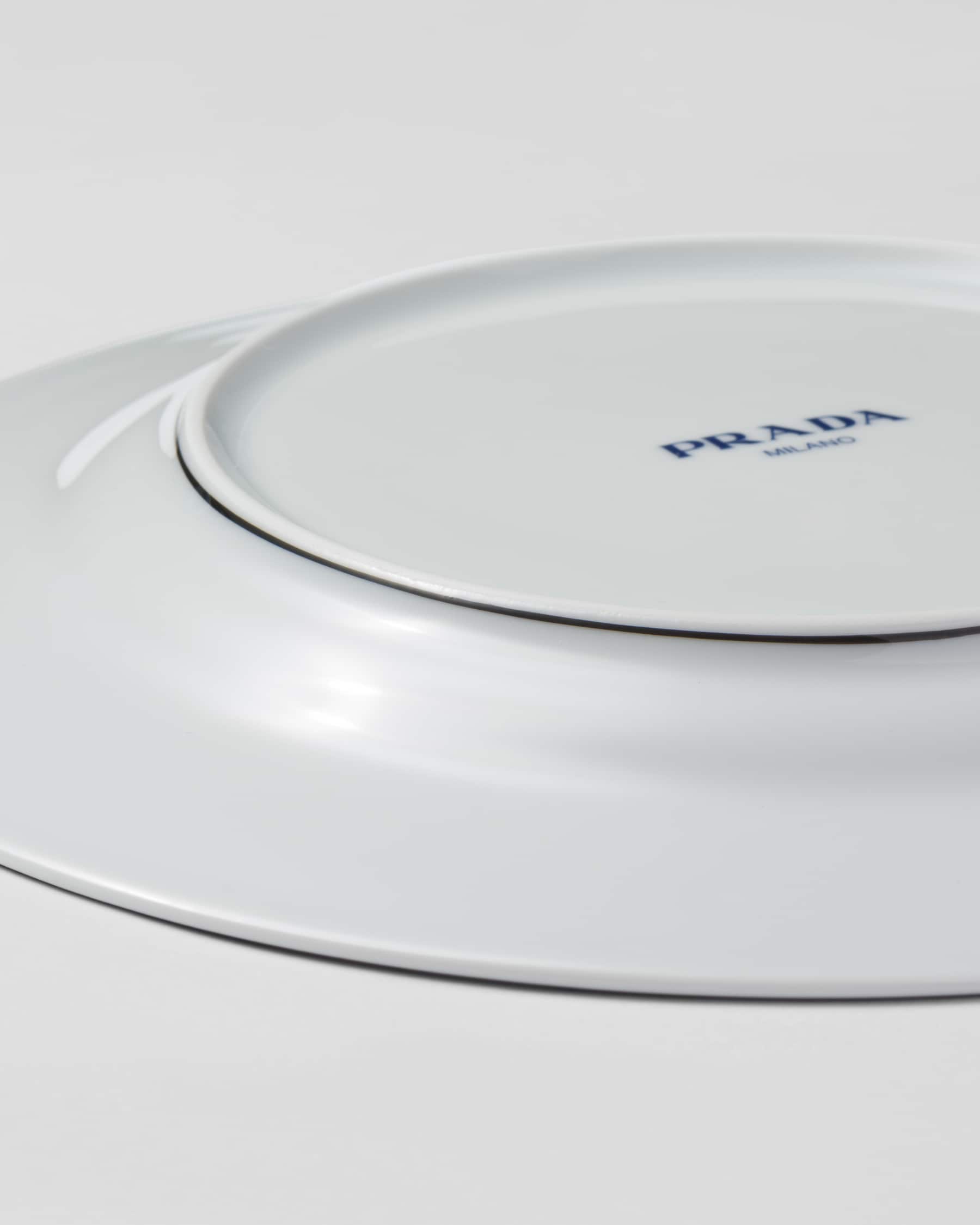 White/black Set Of Two Porcelain Dinner Plates - Checkerboard | PRADA