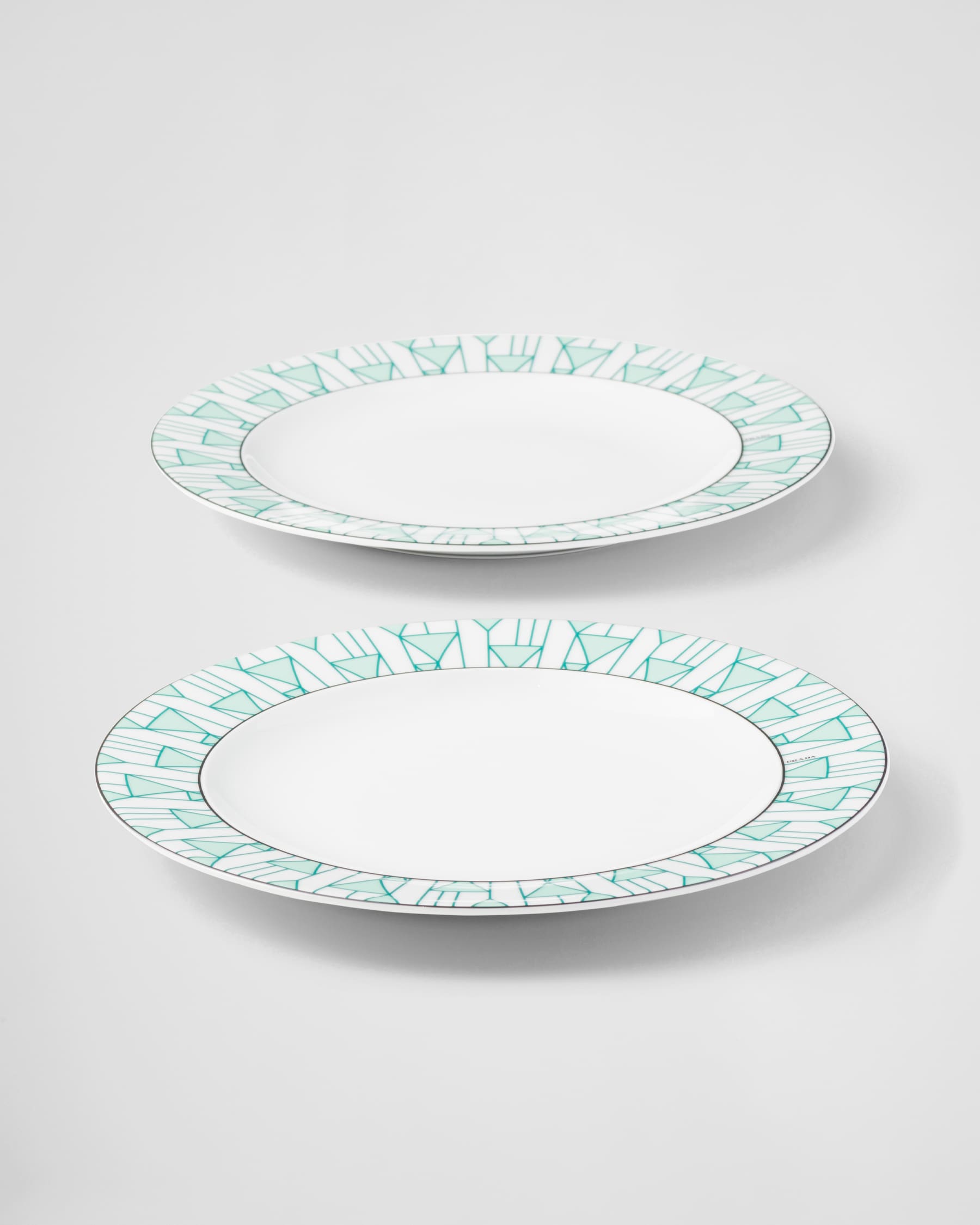 Green Set Of Two Porcelain Dinner Plates - Vienna Green | PRADA